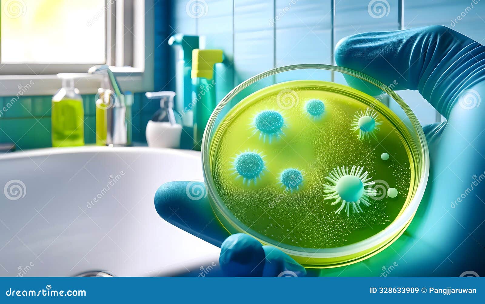 Bacteria Growing on the Surface of the Bathroom Household Chemical ...