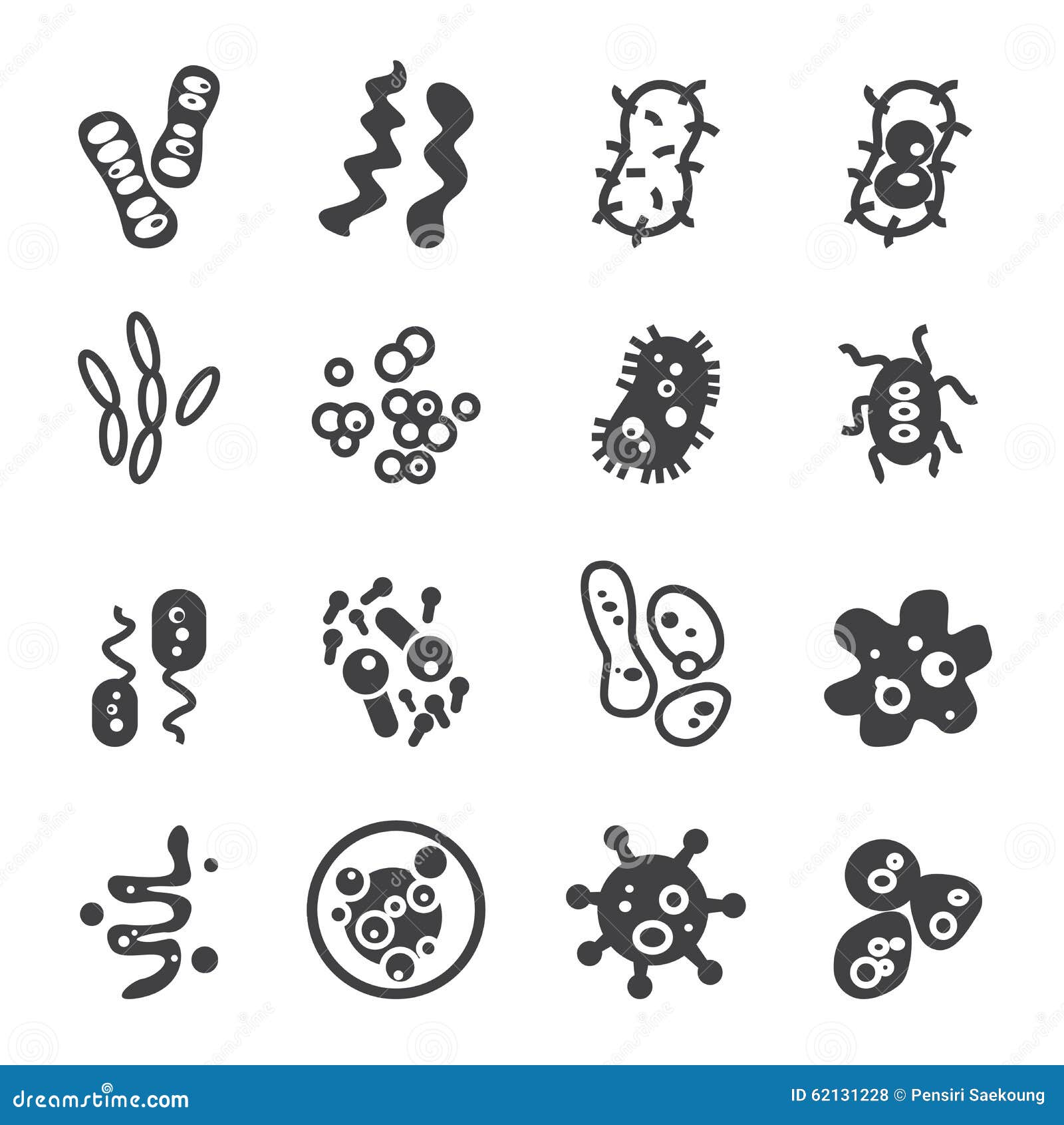 Bacteria icon set stock vector. Illustration of disease - 62131228