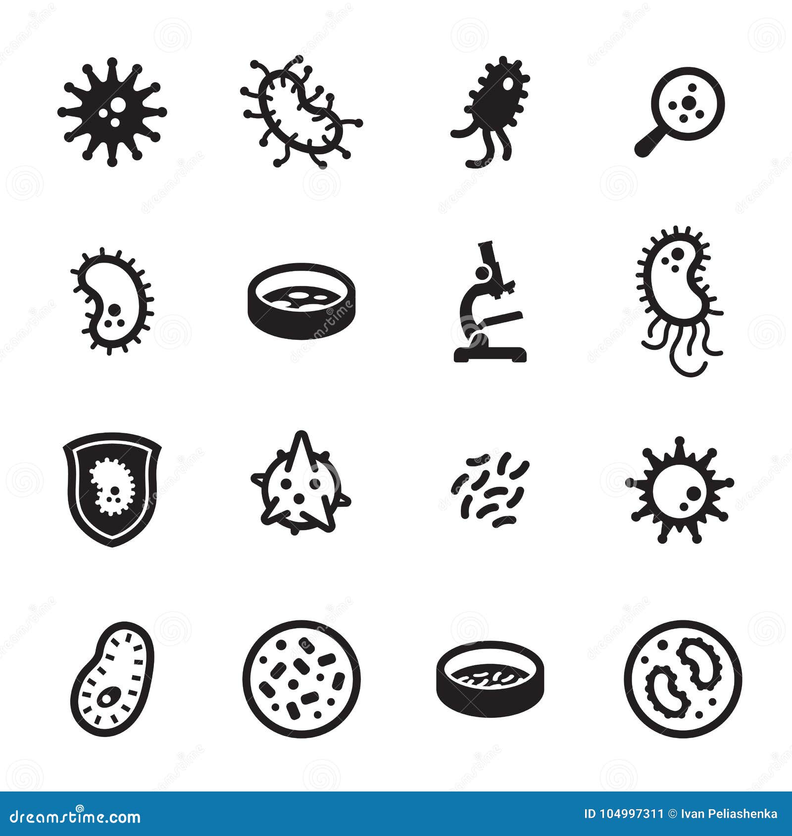 Bacteria icons set stock illustration. Illustration of graphic - 104997311