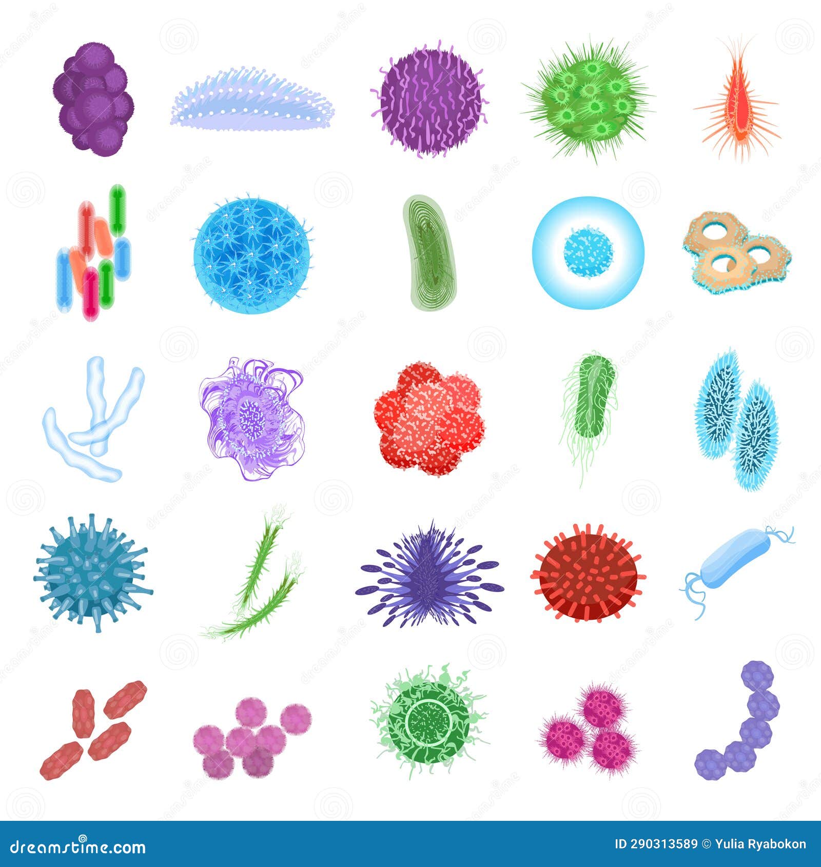 Bacteria Icons Set Cartoon Vector. Germ Cell Stock Illustration ...