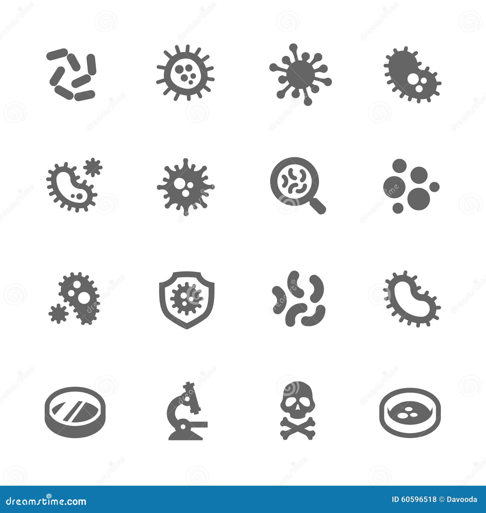 Bacteria Icons stock illustration. Illustration of element - 60596518