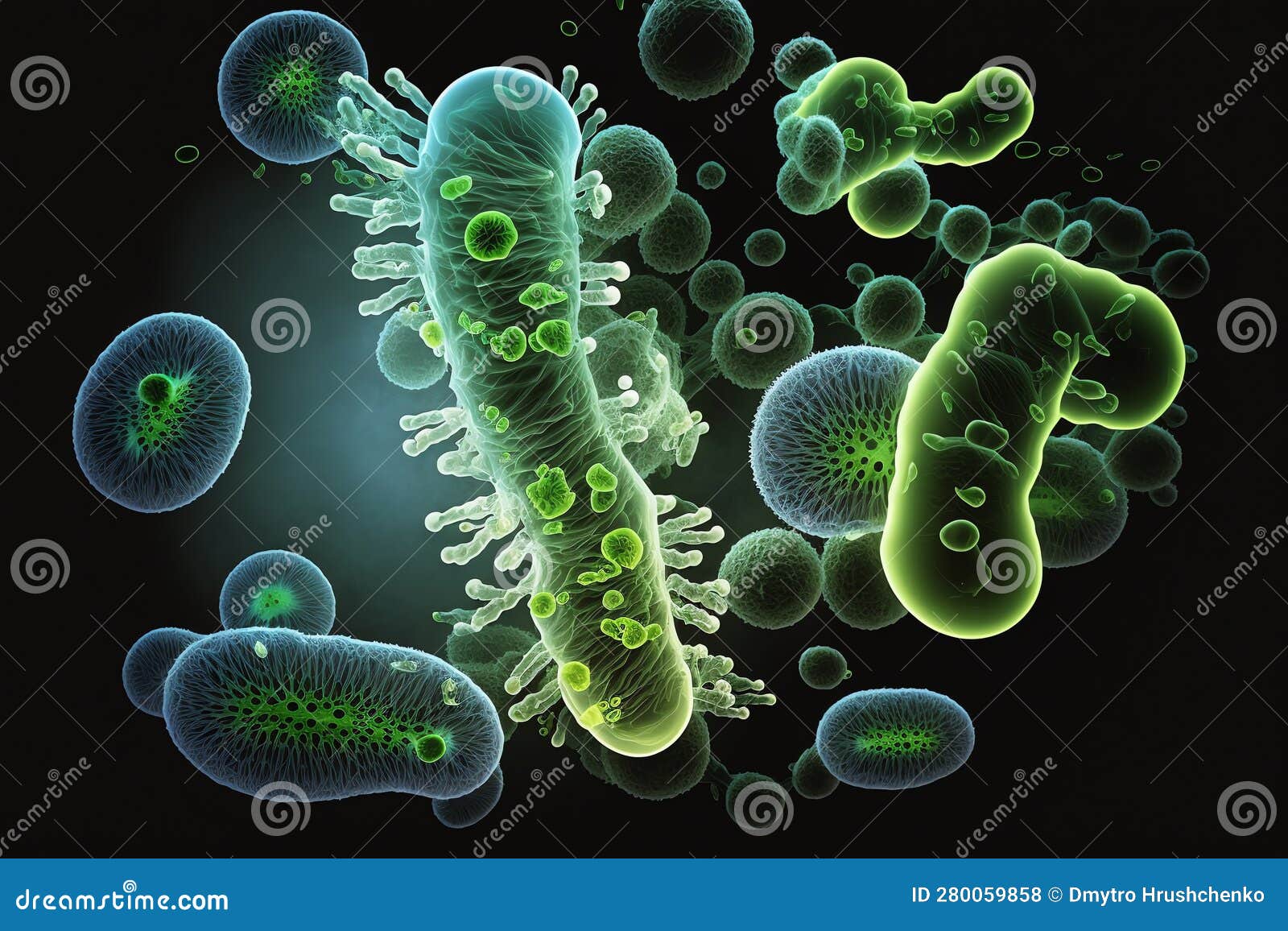 Bacteria Infection Cells in Macro. Generative AI. Stock Illustration ...