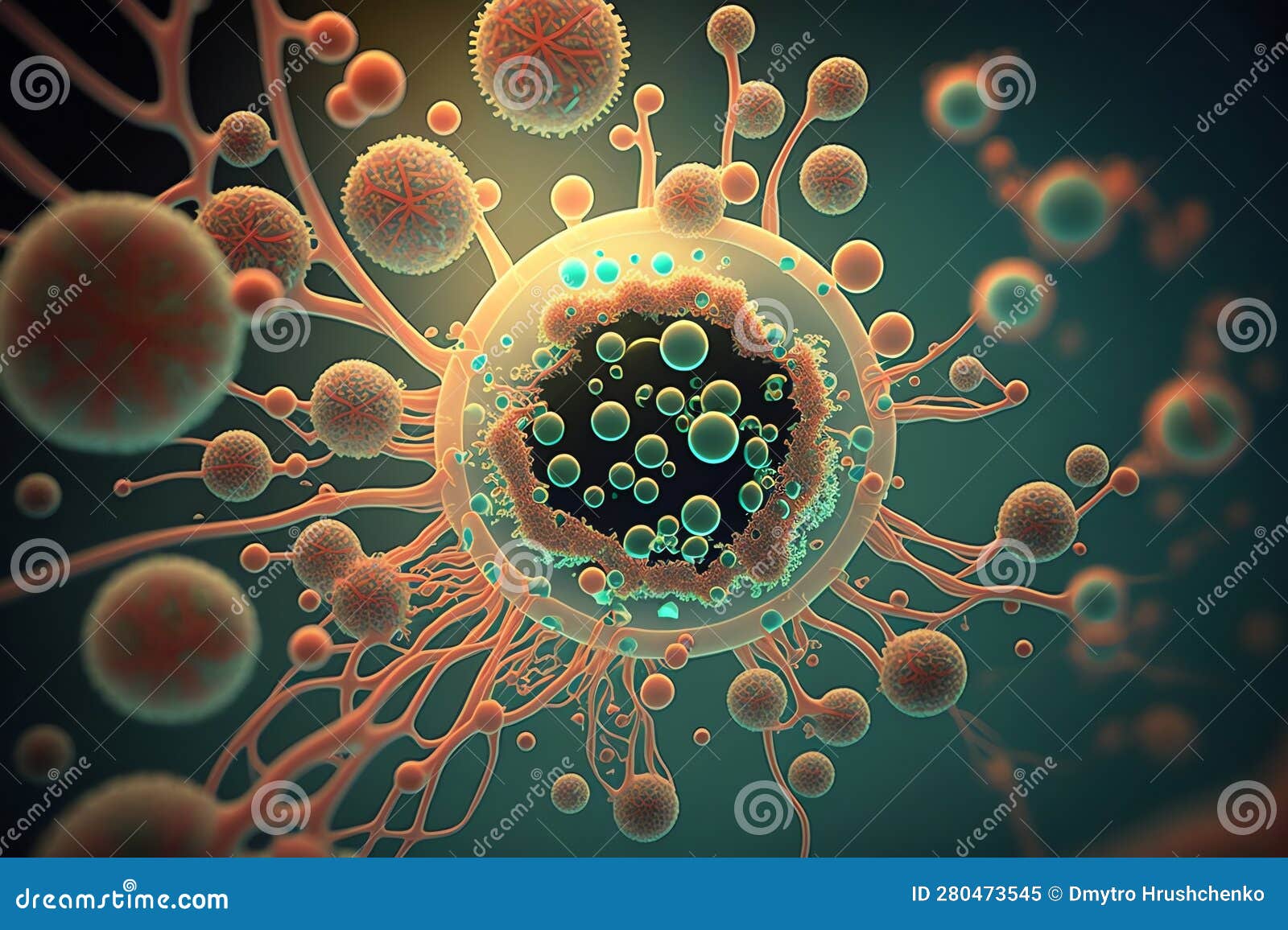 Bacteria Infection Cells in Macro. Generative AI. Stock Illustration ...