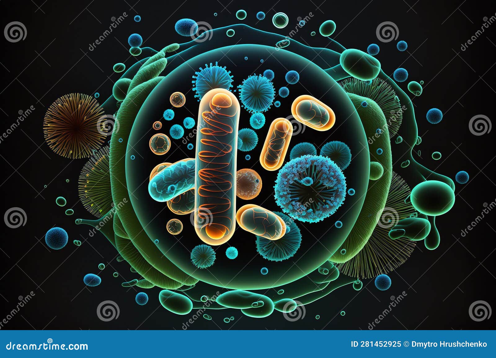 Bacteria Infection Cells in Macro. Generative AI. Stock Illustration ...