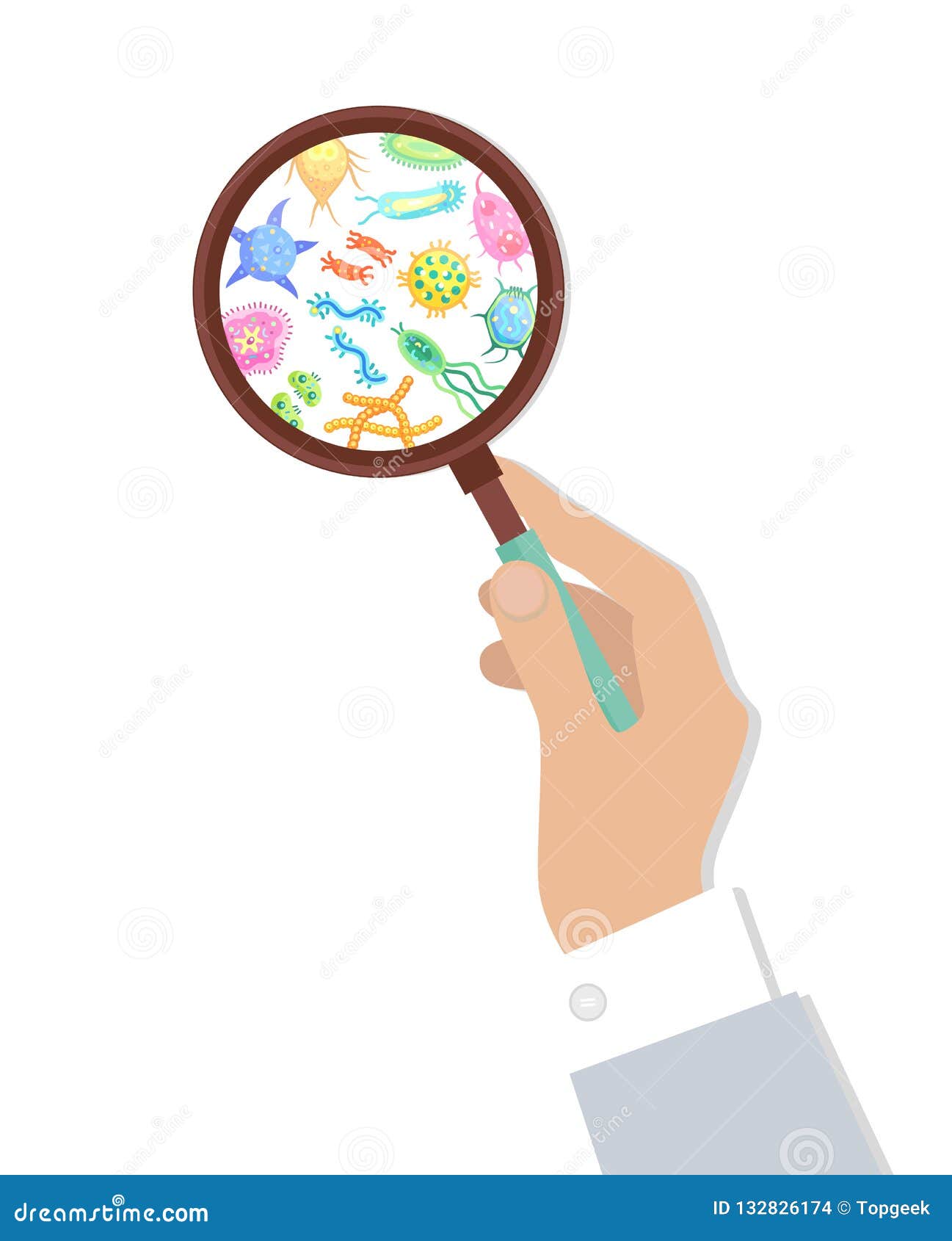 Bacteria in Magnifying Glass Vector Illustration Stock Vector ...