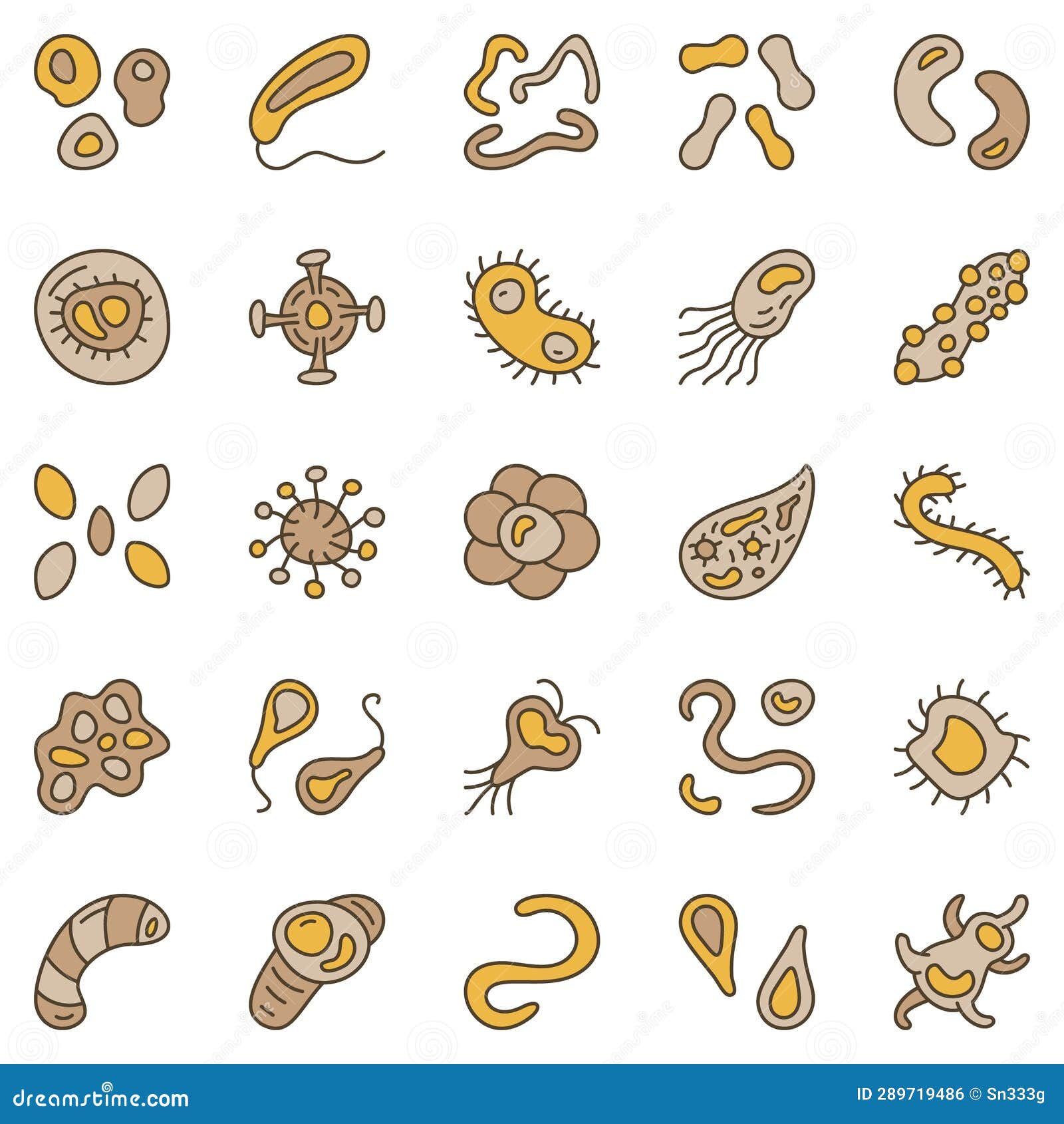 Bacteria and Microbes Colored Icons Set. Viruses or Microorganisms ...