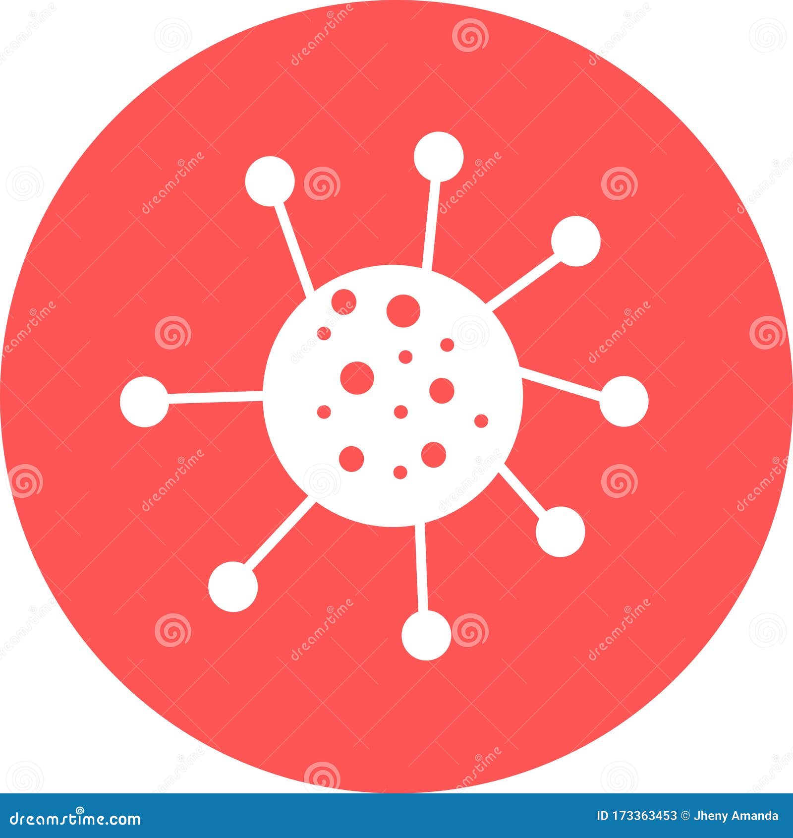 Symbols Of Virus In Neon Red With 3d Style Of Microscope View On ...