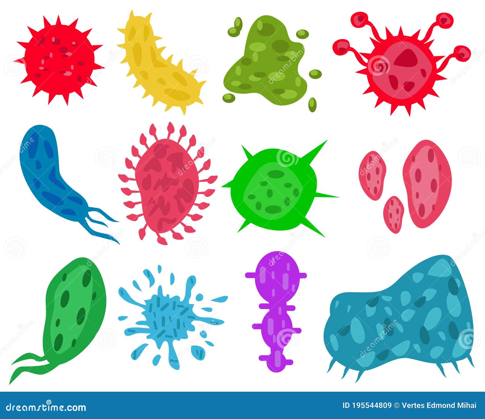 Set Of Bacteria, Microbes, Virus, Germs. Disease-causing Object ...