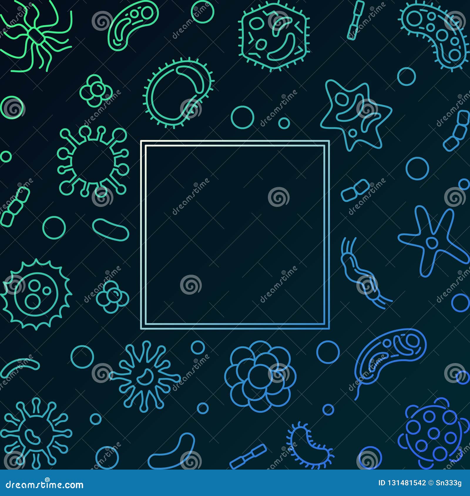 Bacteria Microbiology Outline Colorful Vector Frame | CartoonDealer.com ...