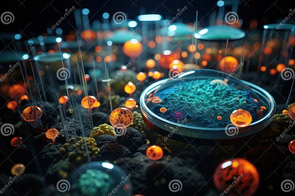 Bacteria and Microorganisms on an Abstract Background. Stock ...