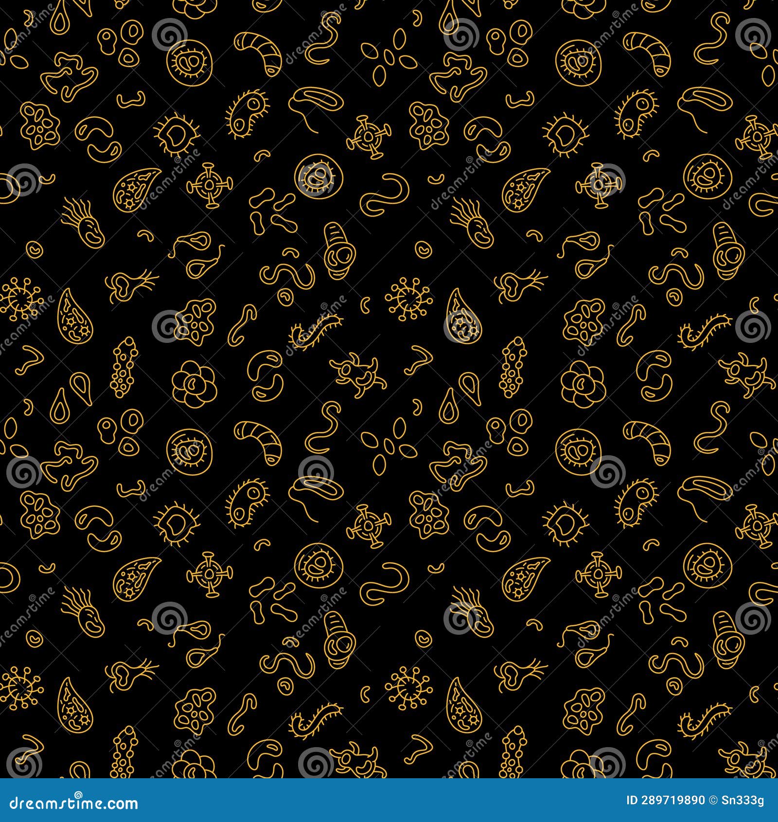 Bacteria and Microorganisms Vector Biology Concept Thin Line Seamless ...