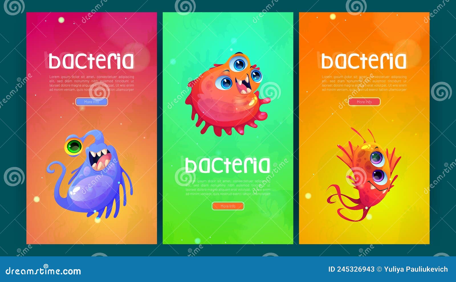 Bacteria Posters with Cute Germ and Microbe Stock Vector - Illustration ...