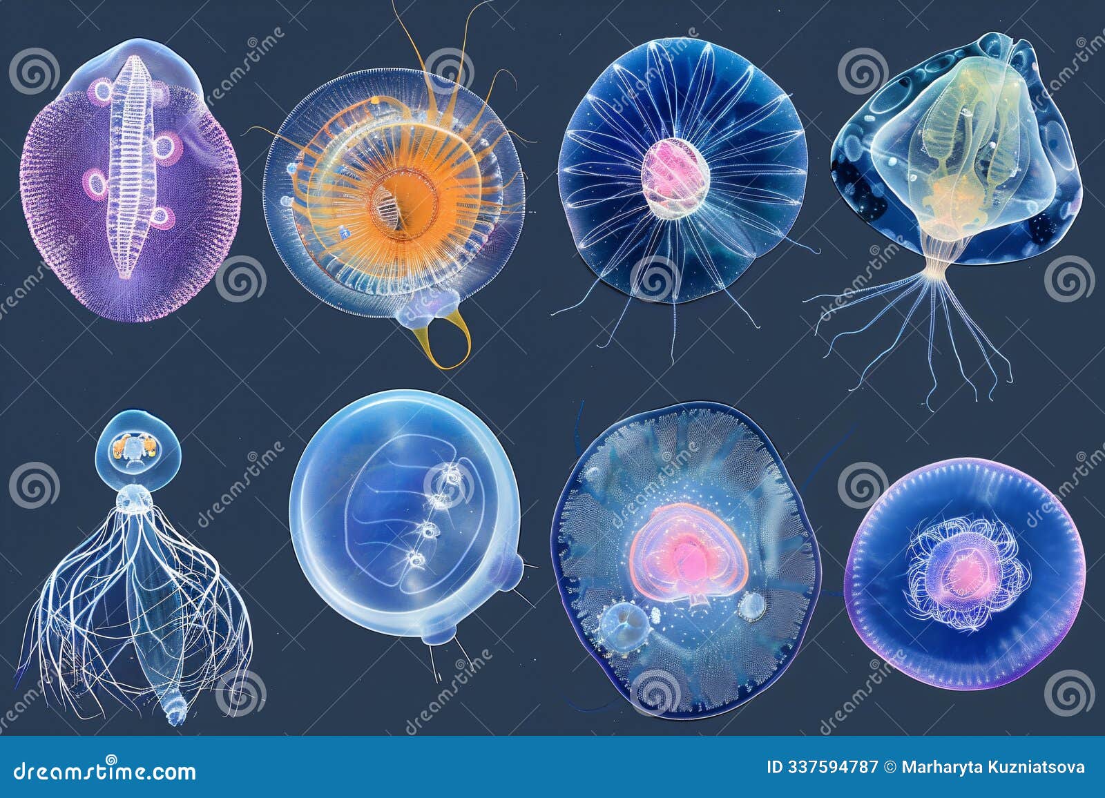 Bacteria Or Protozoa Seen Under A Microscope. Microscopic Unicellular ...