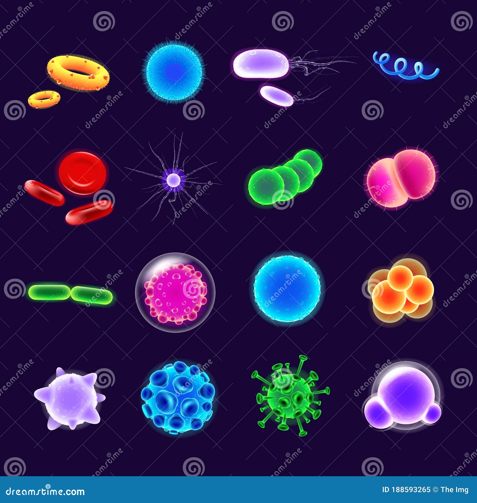 Bacteria Realistic Vector Icons Set Stock Vector - Illustration of ...