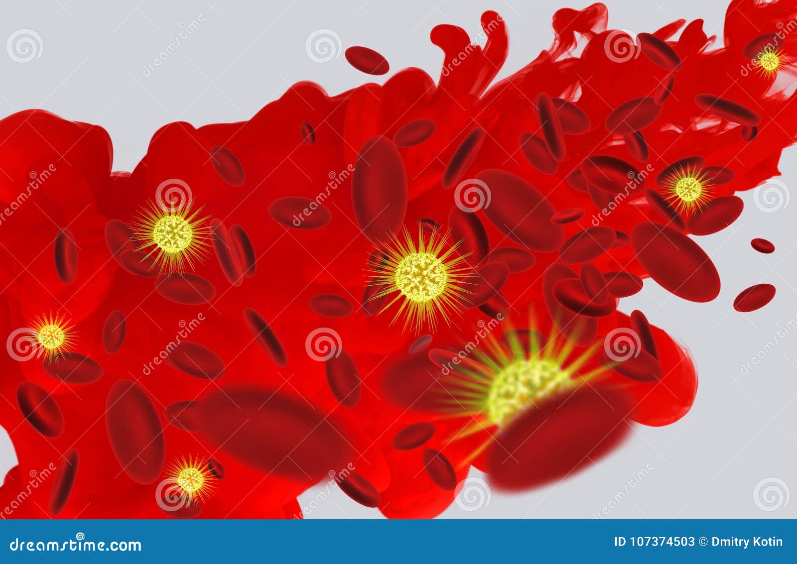 Bacteria with Red Blood Cells. 3D Rendering Stock Illustration ...
