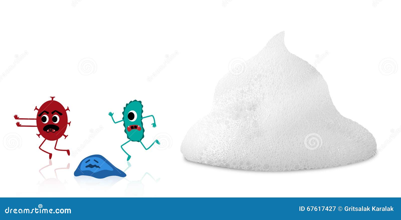 Bacteria Running from Foam - Isolated from White Background - Clipping ...