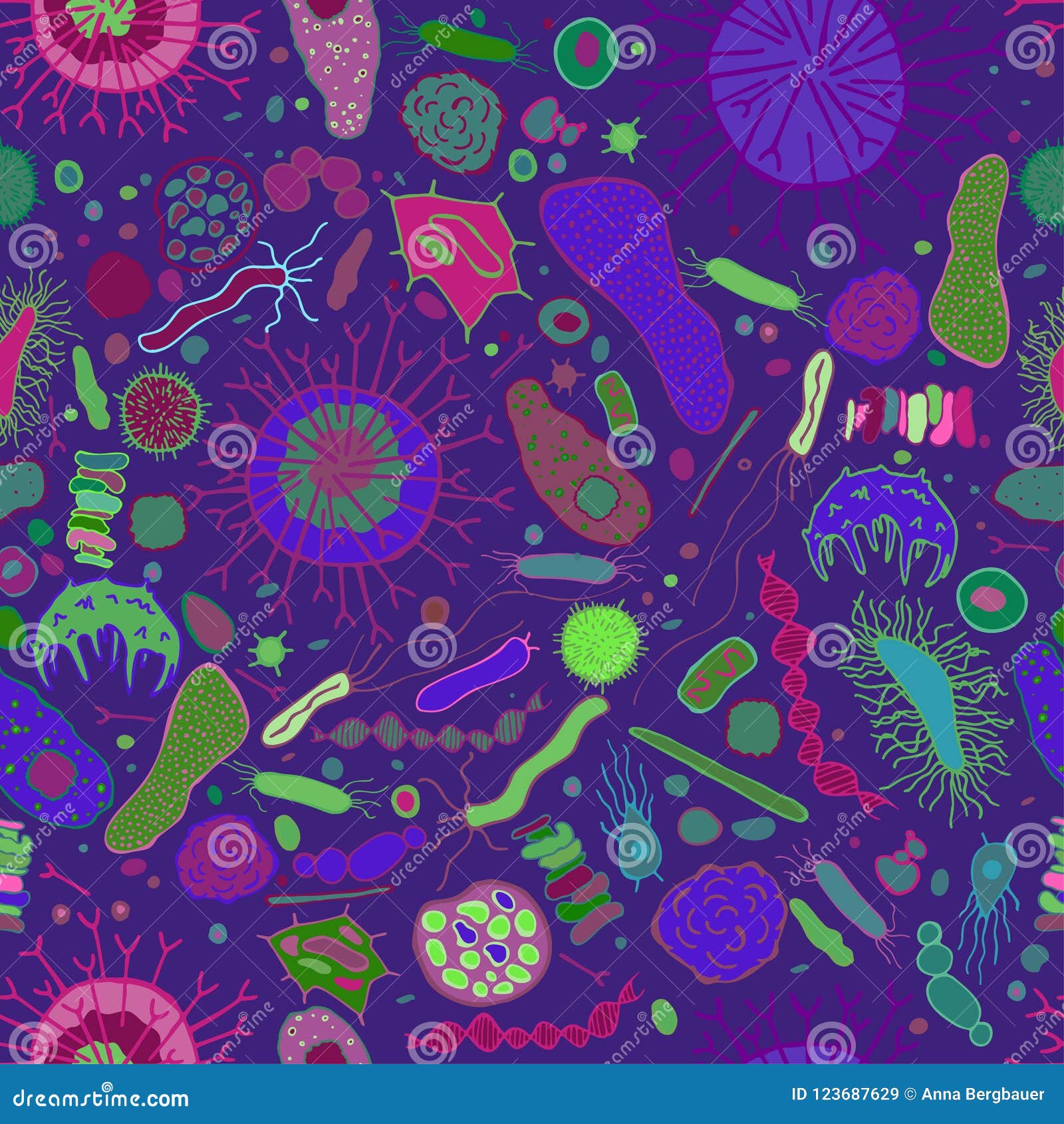 Bacteria seamless pattern stock vector. Illustration of backdrop ...