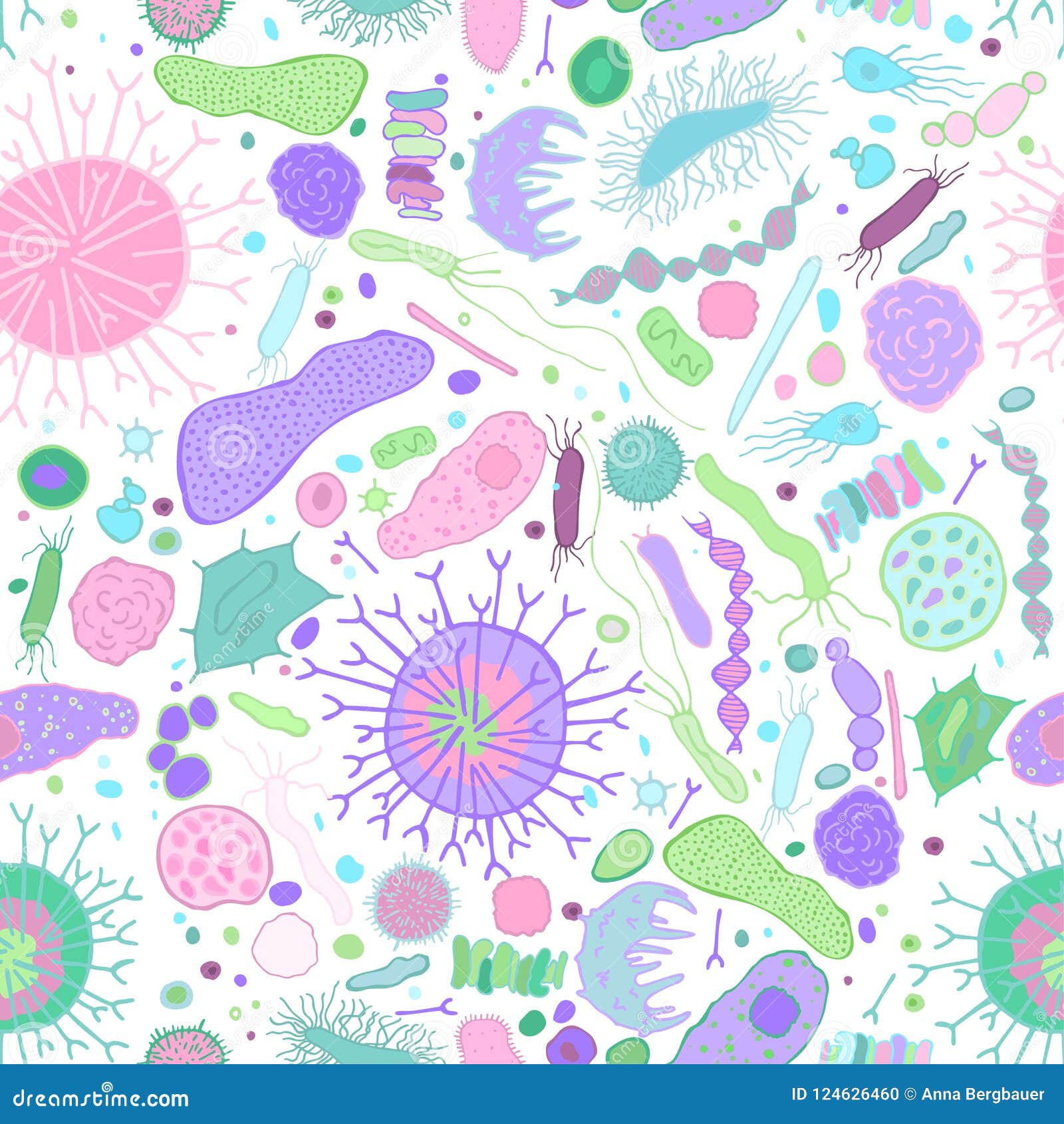 Bacteria seamless pattern stock vector. Illustration of decoration ...