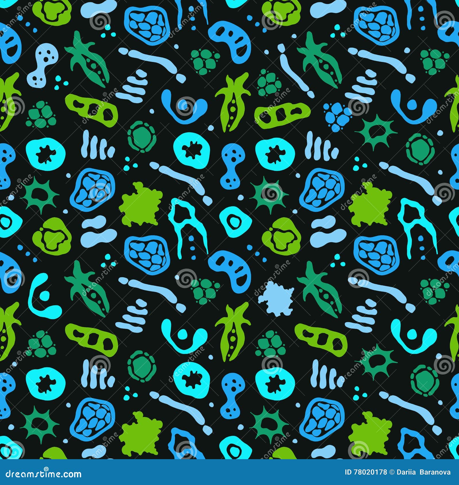 Bacteria seamless pattern stock vector. Illustration of microbiology ...