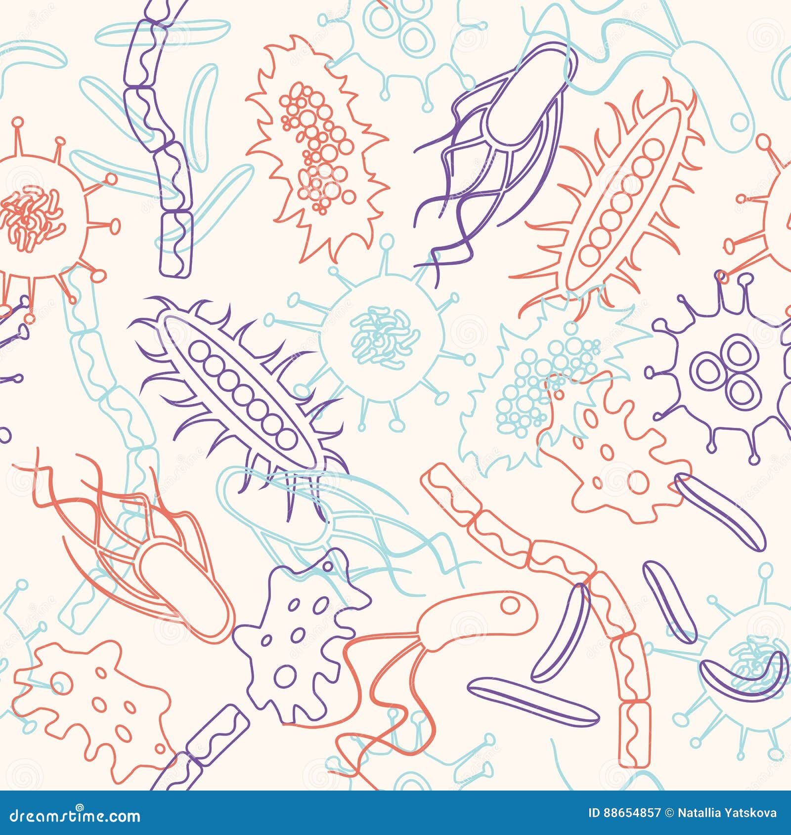 Bacteria seamless pattern stock vector. Illustration of medicine - 88654857