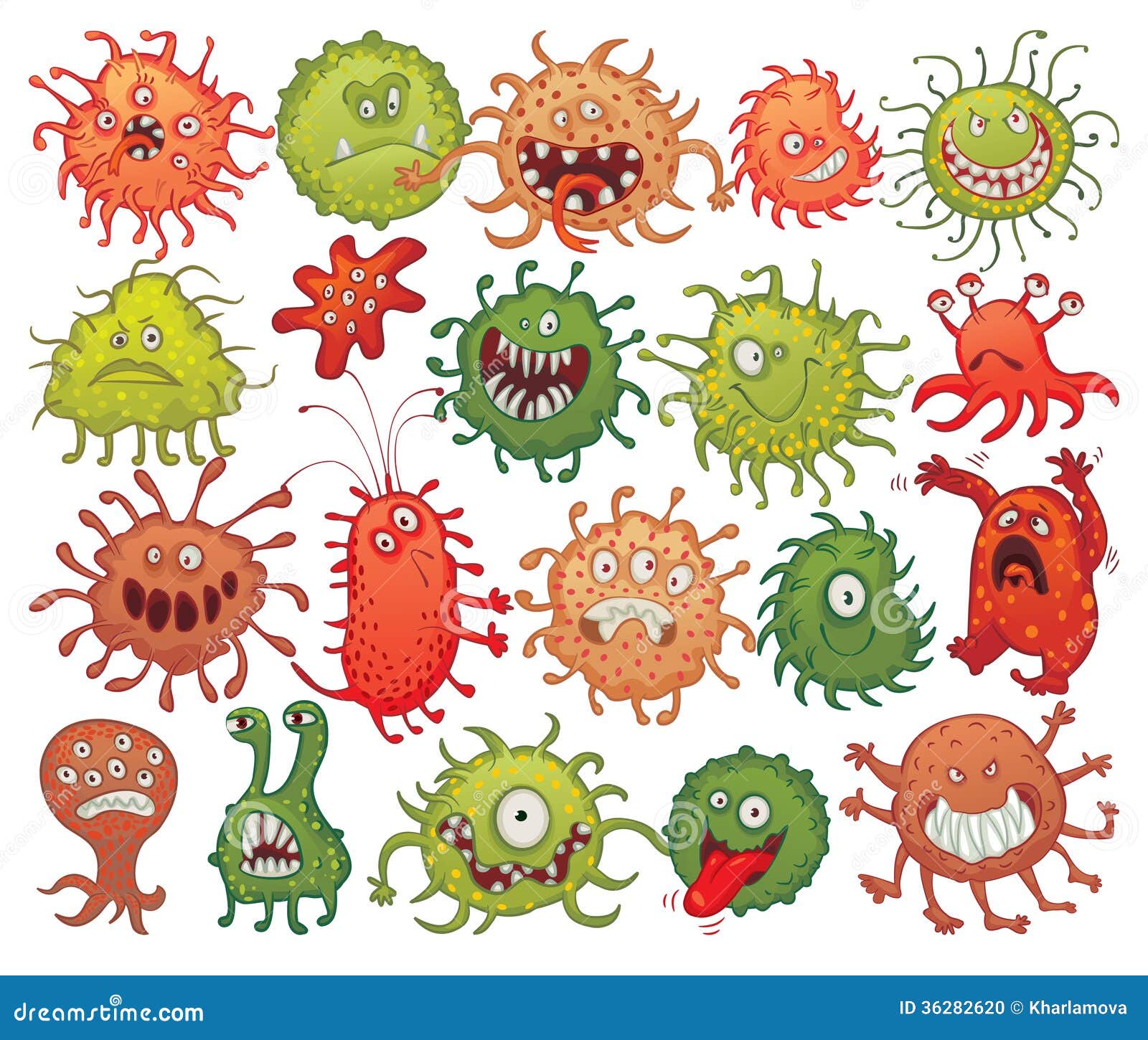 Bacteria. Set stock vector. Illustration of cute, medicine - 36282620