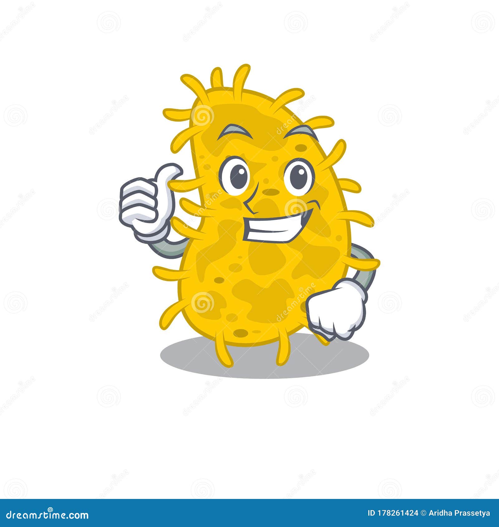 Bacteria Spirilla Cartoon Character Design Making OK Gesture Stock ...