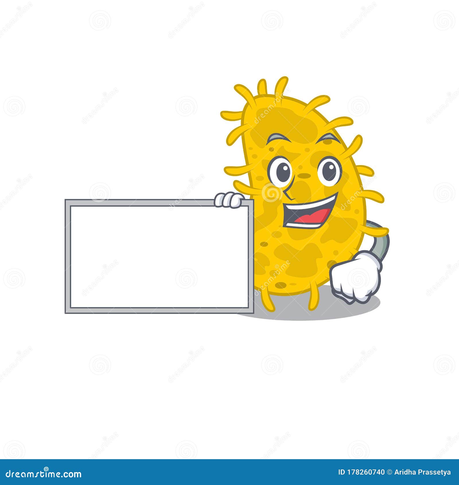 Bacteria Spirilla Cartoon Character Design Style with Board Stock ...