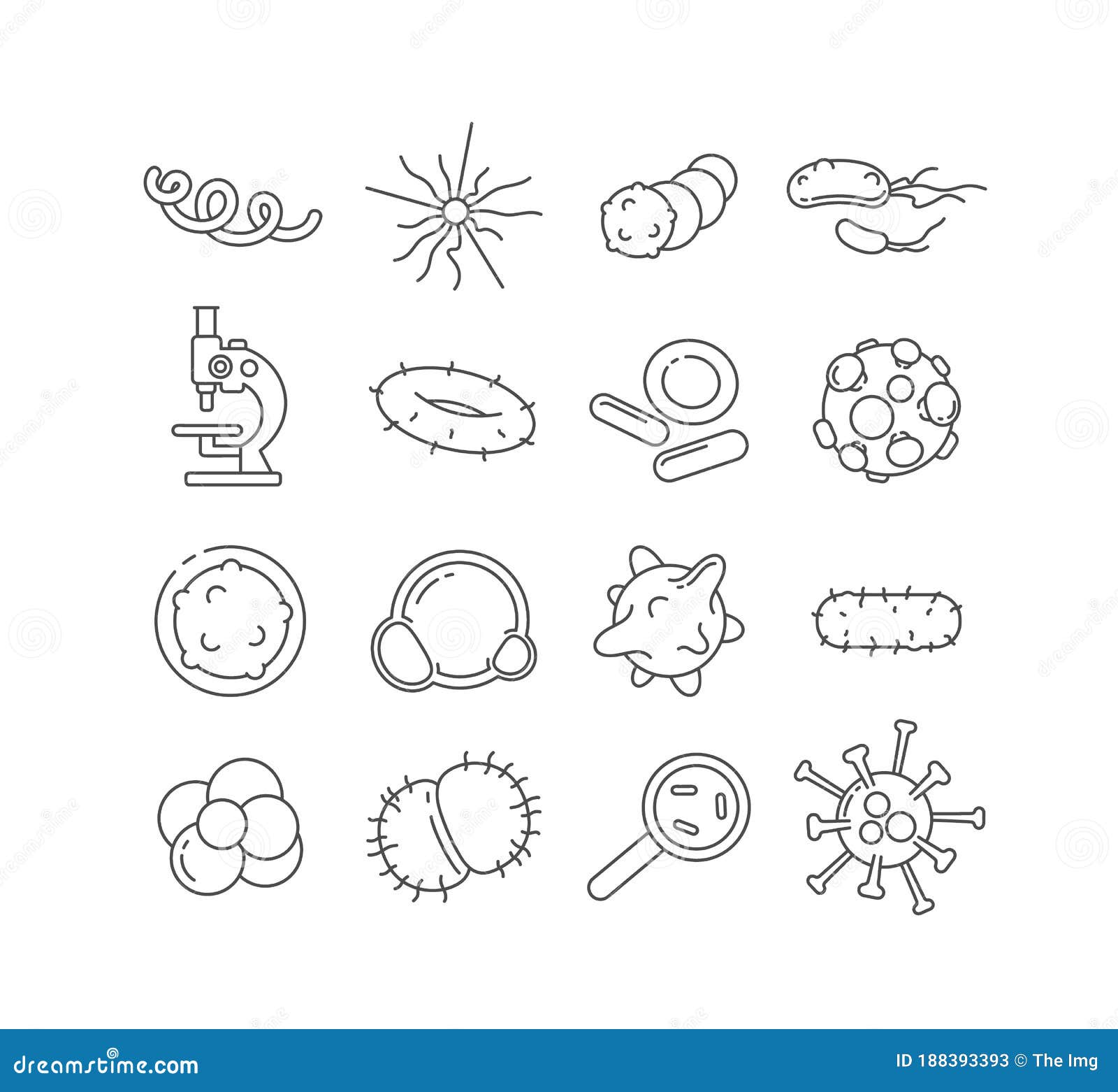 Bacteria Thin Line Icon. Probiotics Bacteria And Microorganism Outline ...