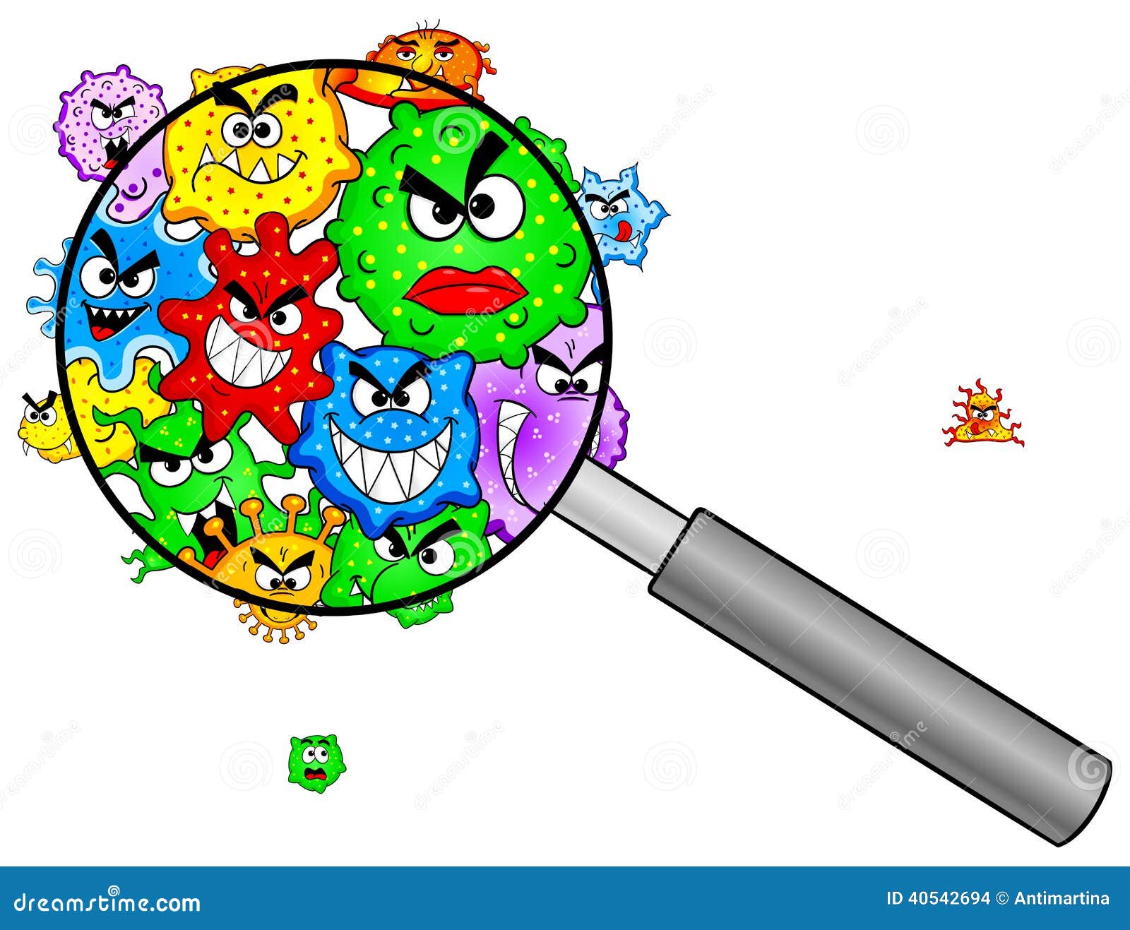 Bacteria Under a Magnifying Glass Stock Vector - Illustration of ...