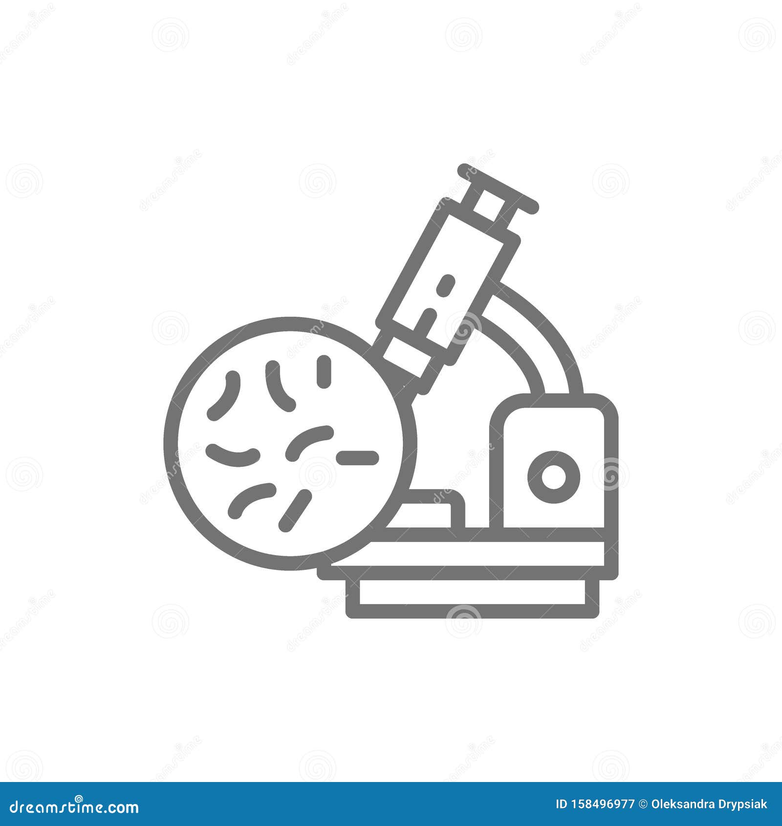 Bacteria Under the Microscope, Probiotics Line Icon. Stock Vector ...
