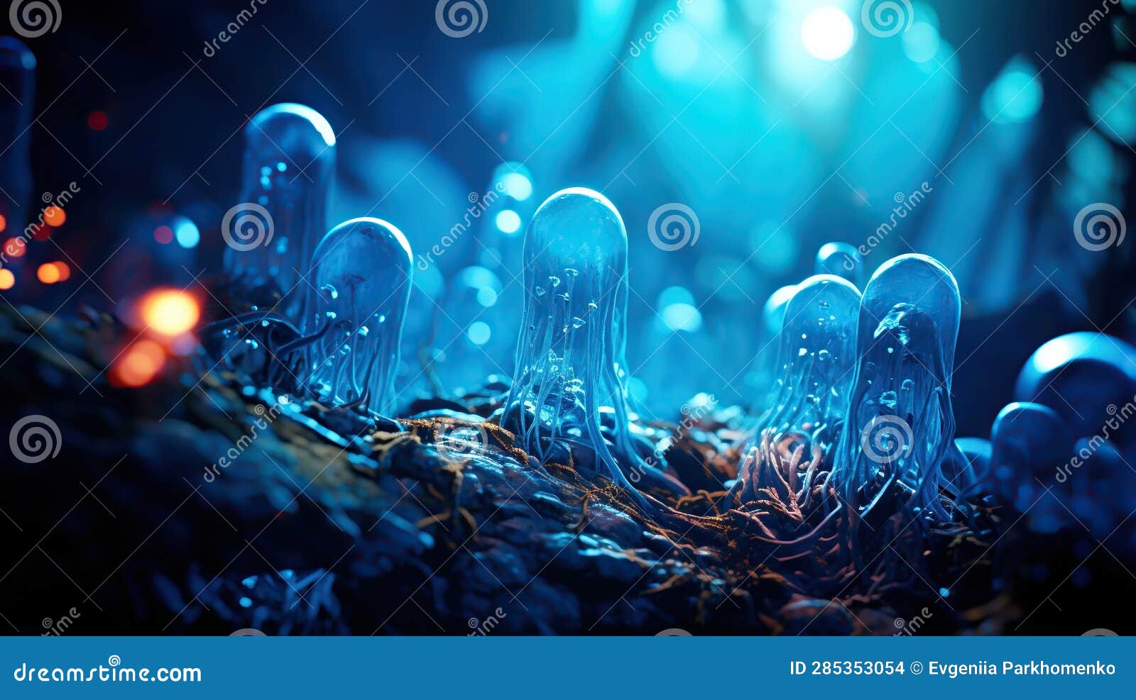 Bacteria Under a Microscope. Viruses Close Up. Fungal Microorganisms in ...