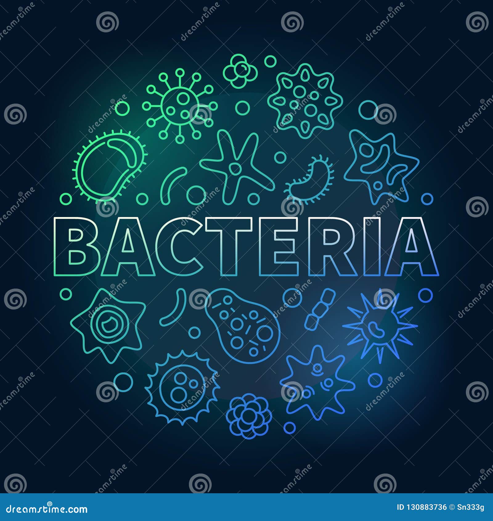 Bacteria Vector Colored Round Microbiology Line Illustration Stock ...