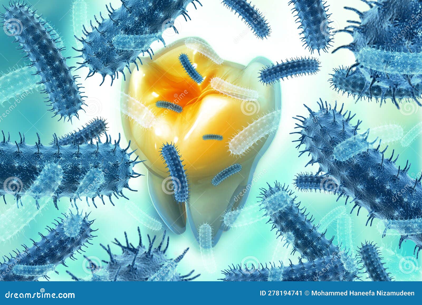 Bacteria or Virus Around the Tooth Stock Illustration - Illustration of ...