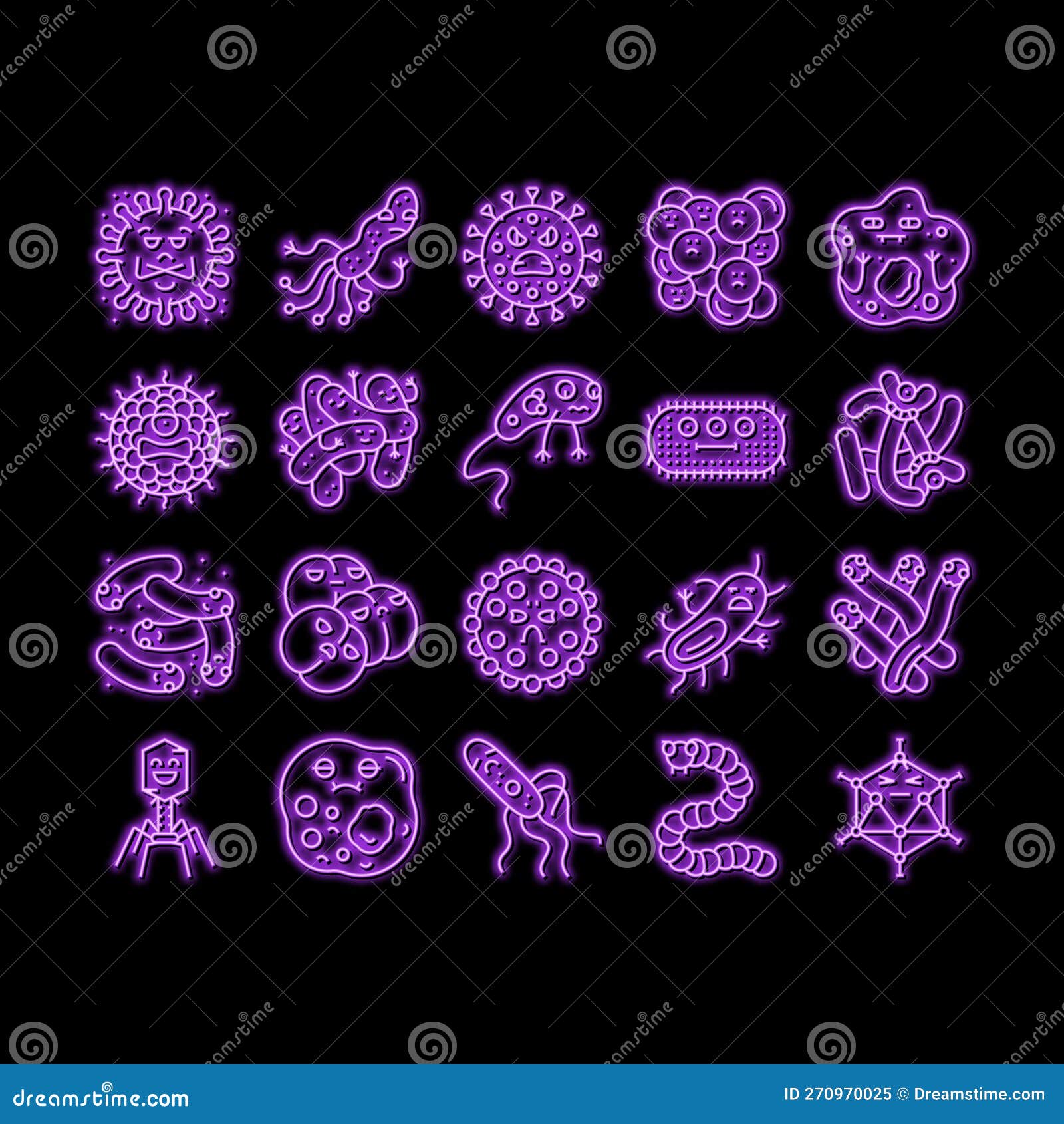 Bacteria Virus Bacterium Cell Neon Glow Icon Illustration Stock Vector ...