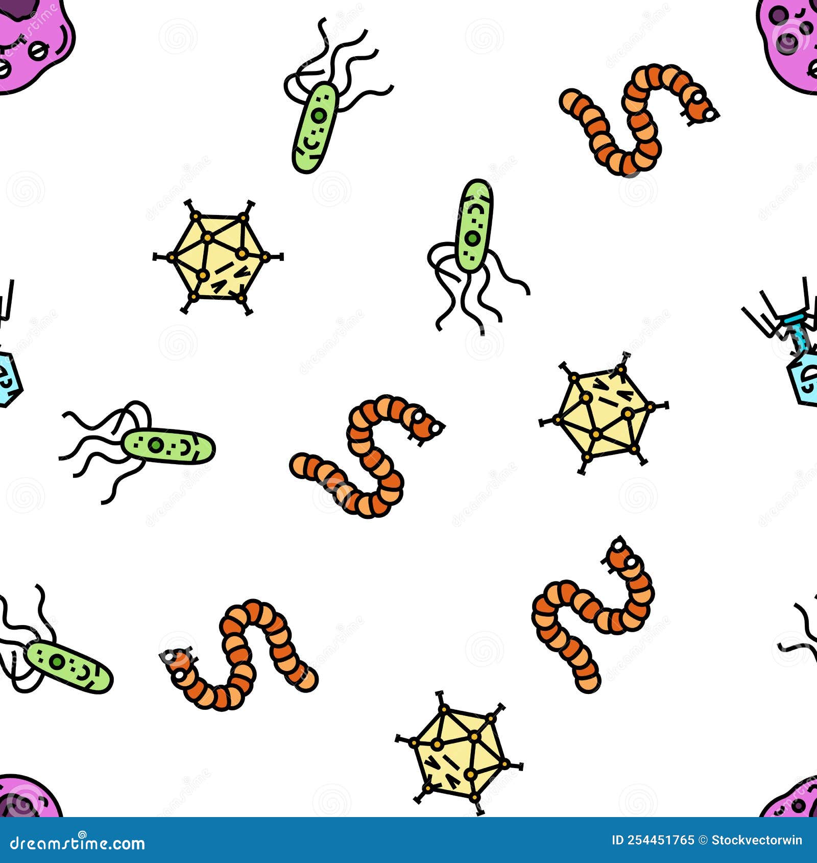 Bacteria Virus Bacterium Cell Vector Seamless Pattern Stock Vector ...