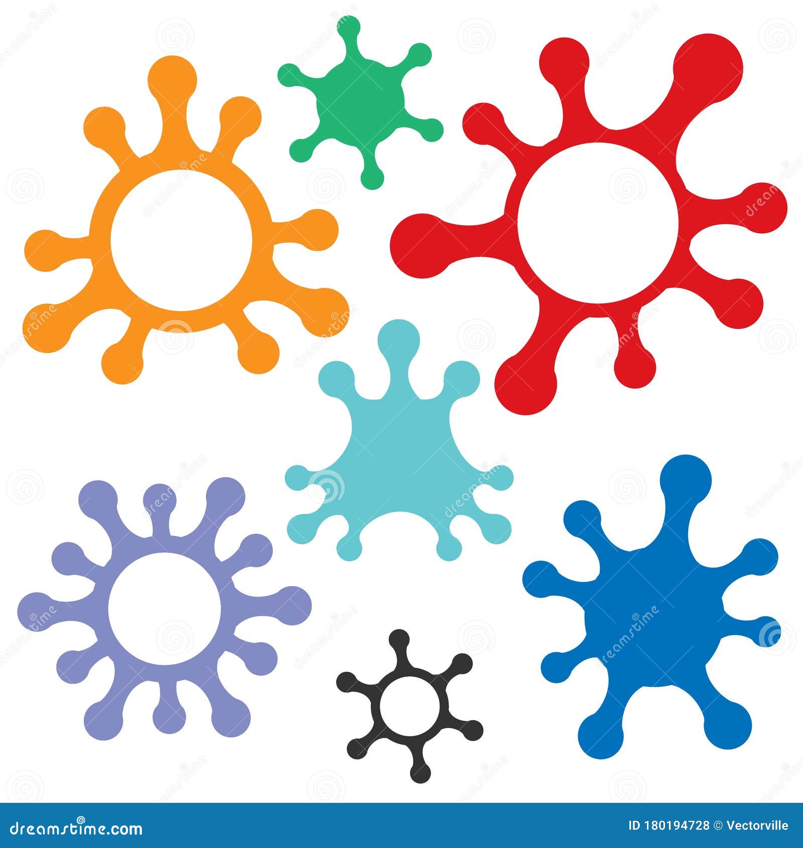 Bacteria, Virus, Blood Cell Micro Set Biology Collection of Immunity ...