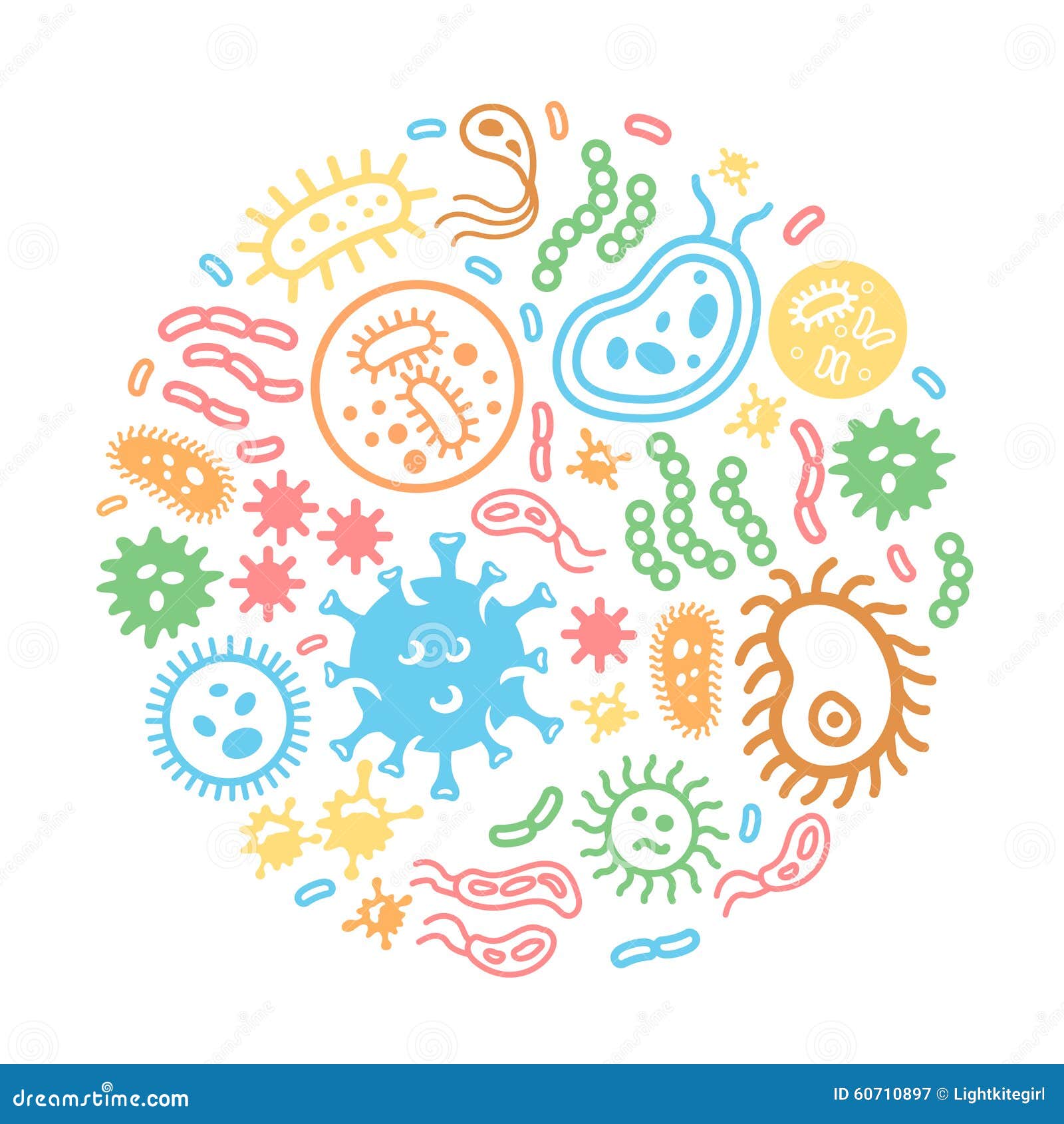 Bacteria and Virus on a Circular Background Stock Vector - Illustration ...