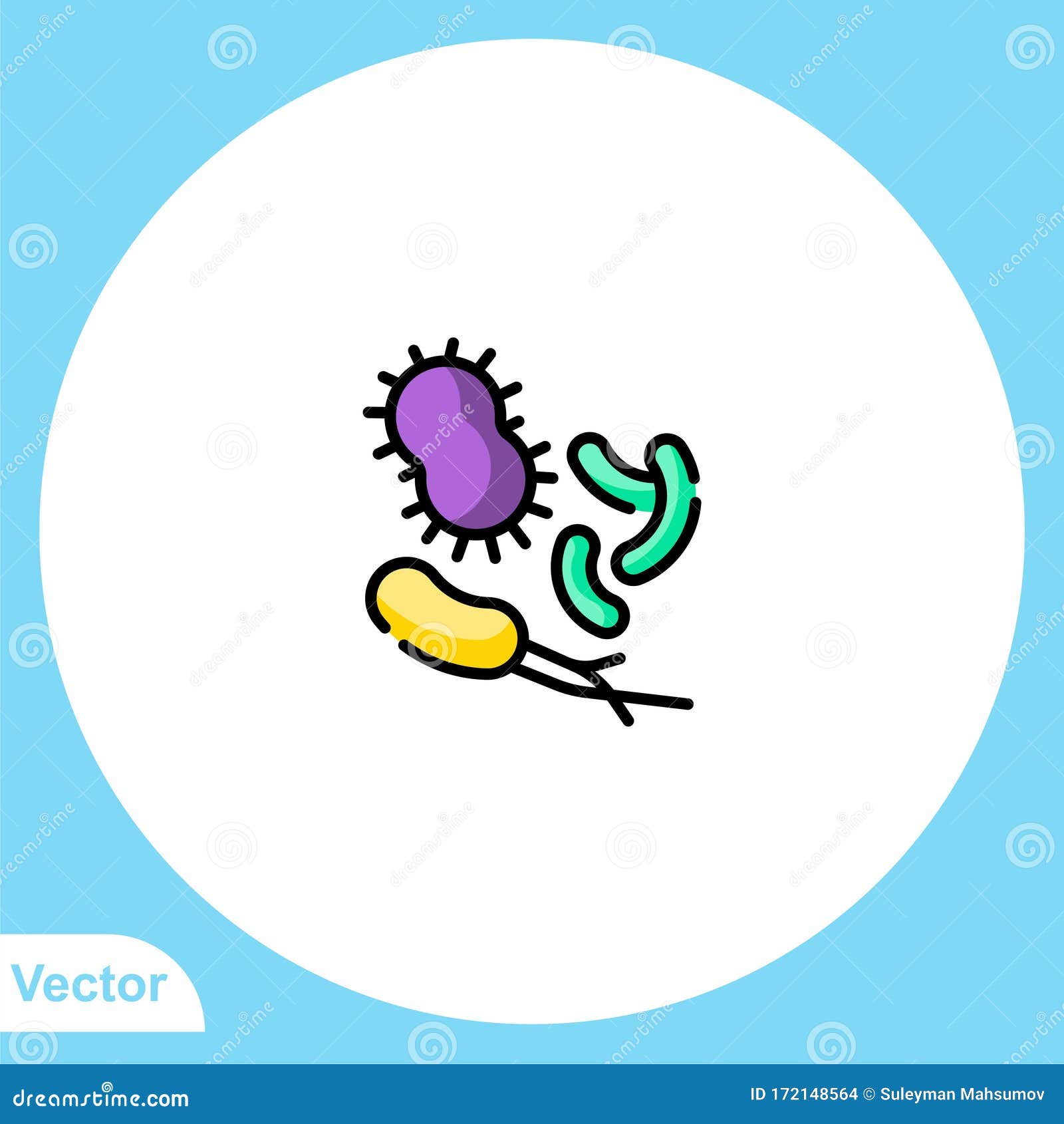 Bacteria and Virus Flat Vector Icon Sign Symbol Stock Illustration ...