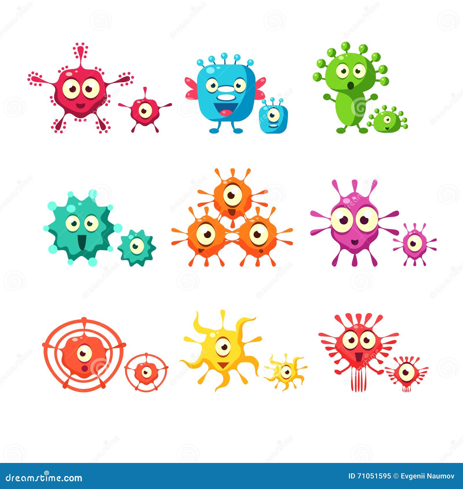 Bacteria and Virus Fun Collection Stock Vector - Illustration of ...