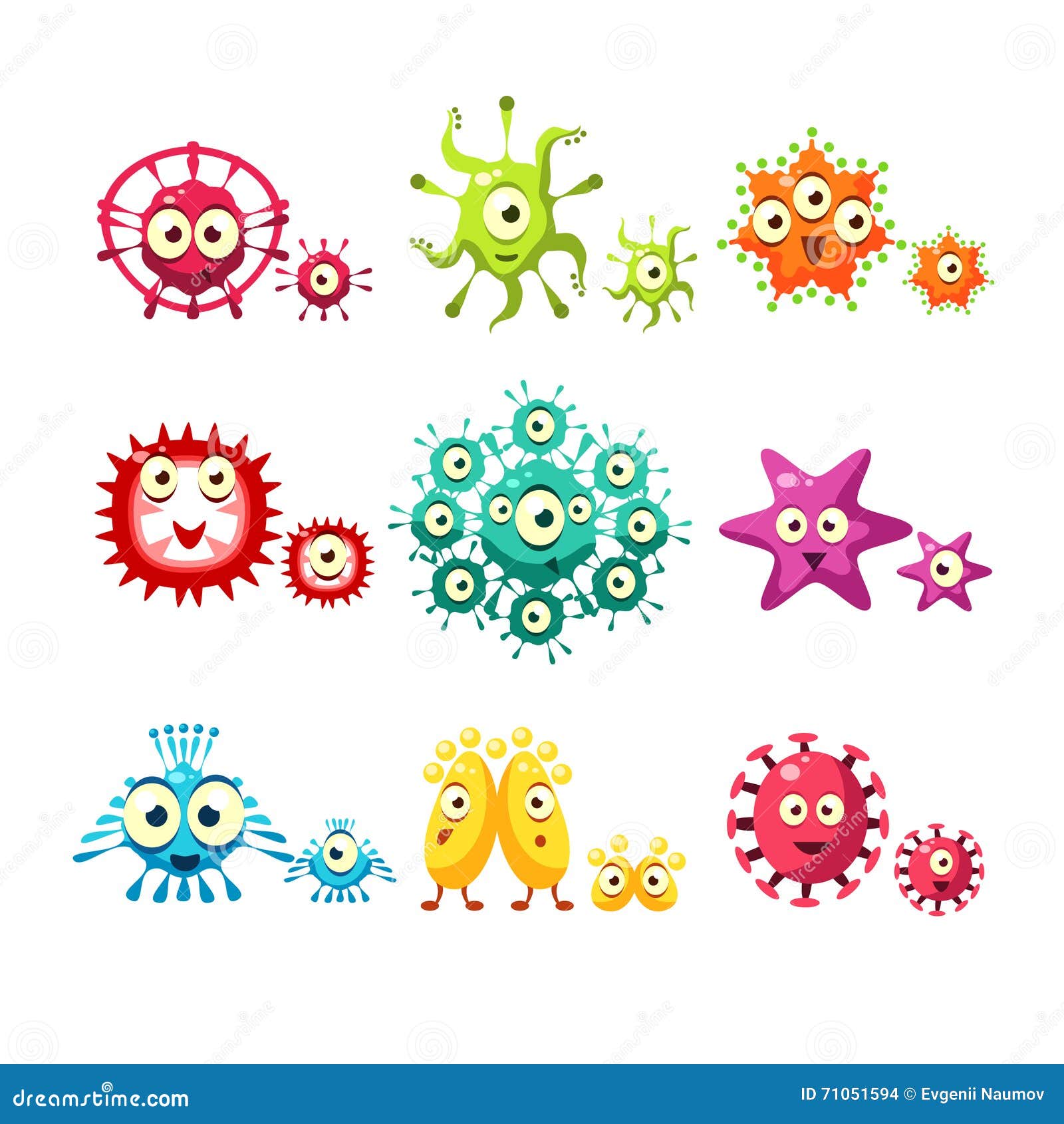 Bacteria and Virus Fun Set stock vector. Illustration of bubble - 71051594