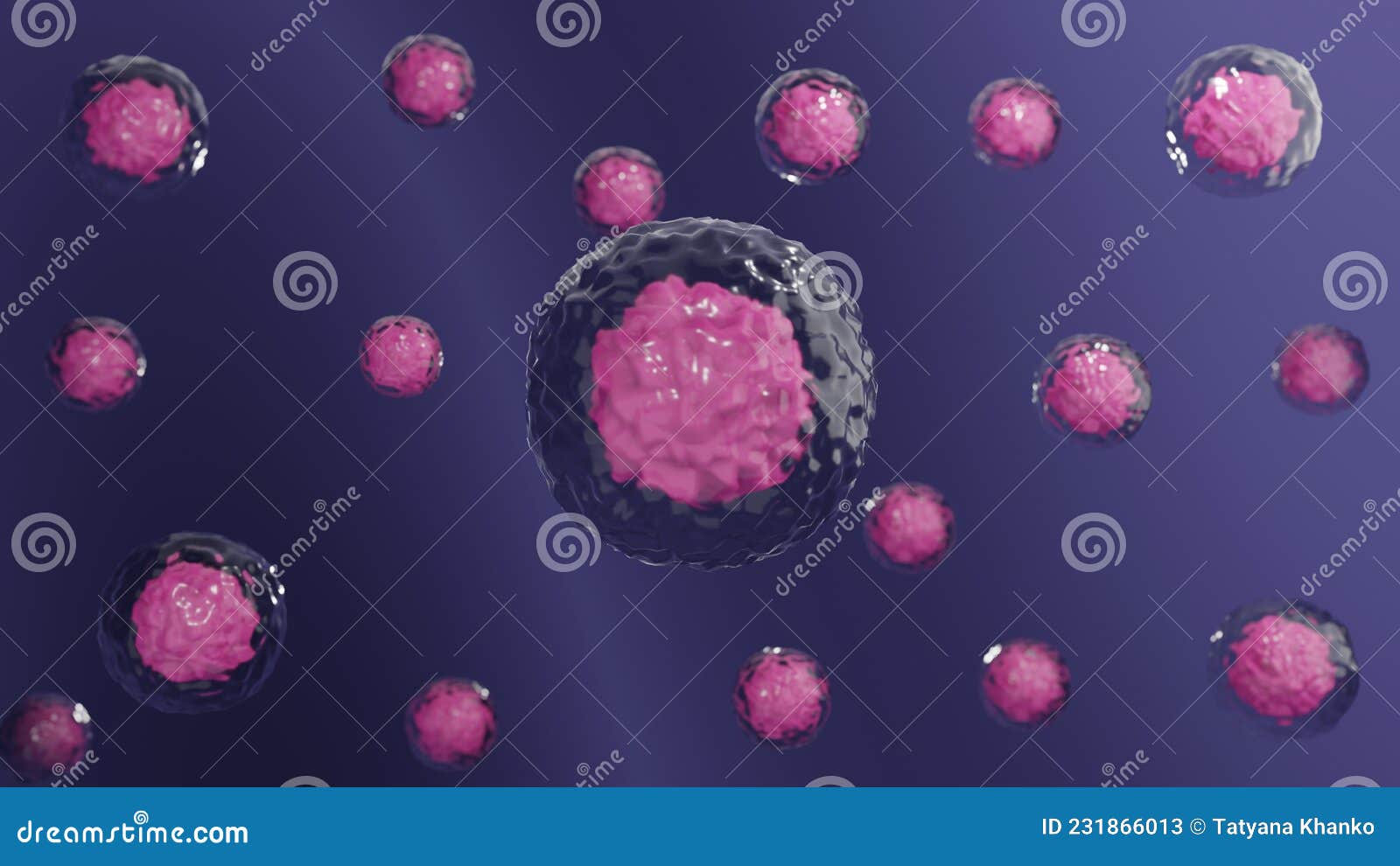 Bacteria Virus or Germs Microorganism Cells Under Microscope. 3D Render ...