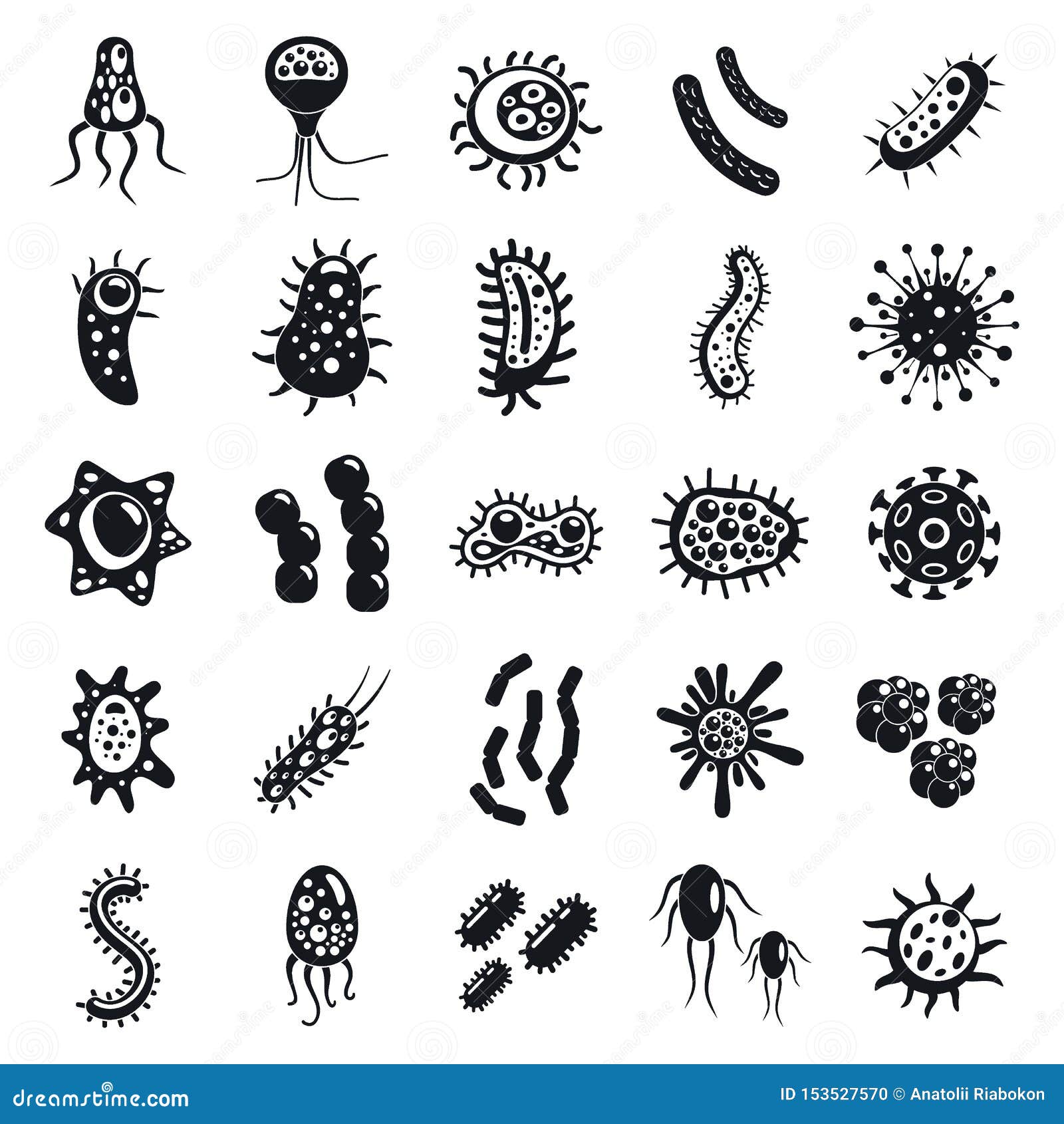 Bacteria Virus Icons Set, Simple Style Stock Vector - Illustration of ...