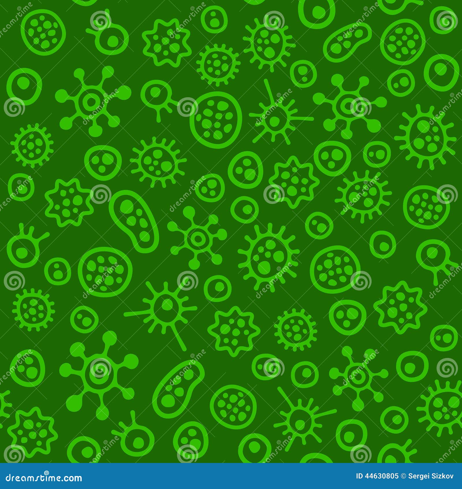 Bacteria Virus Microbe. Seamless Pattern Stock Vector - Illustration of ...