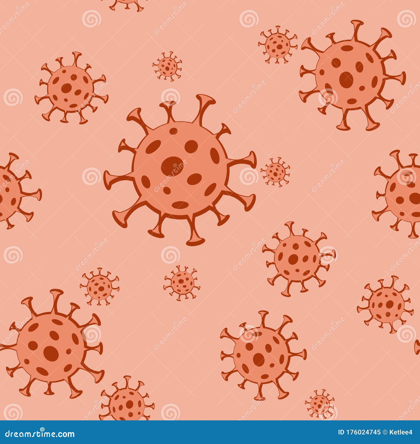 Bacteria Virus Microorganism Microbe on a Red Background Seamless ...