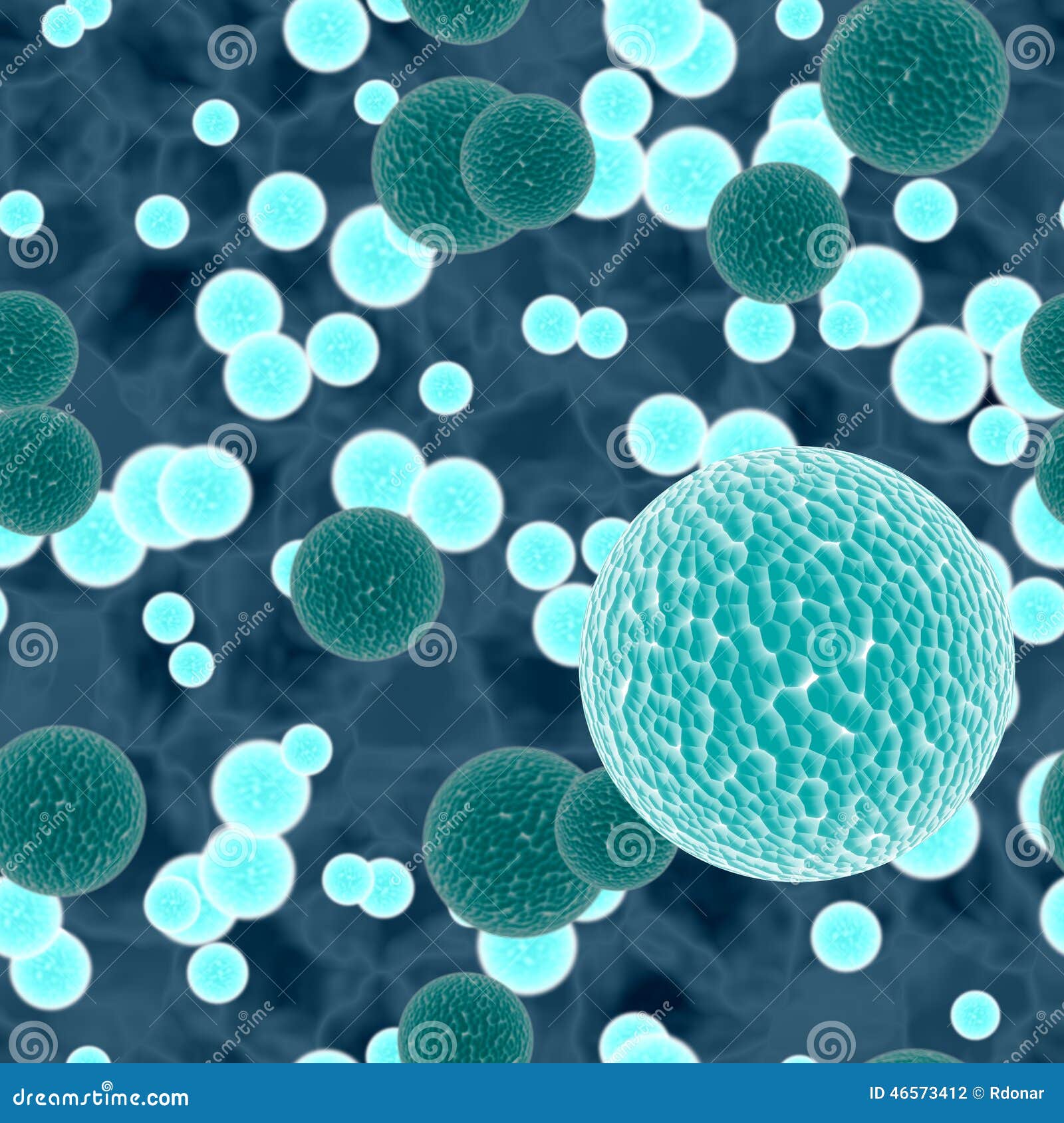 Bacteria or Virus Spheres with Blue Background Stock Illustration ...