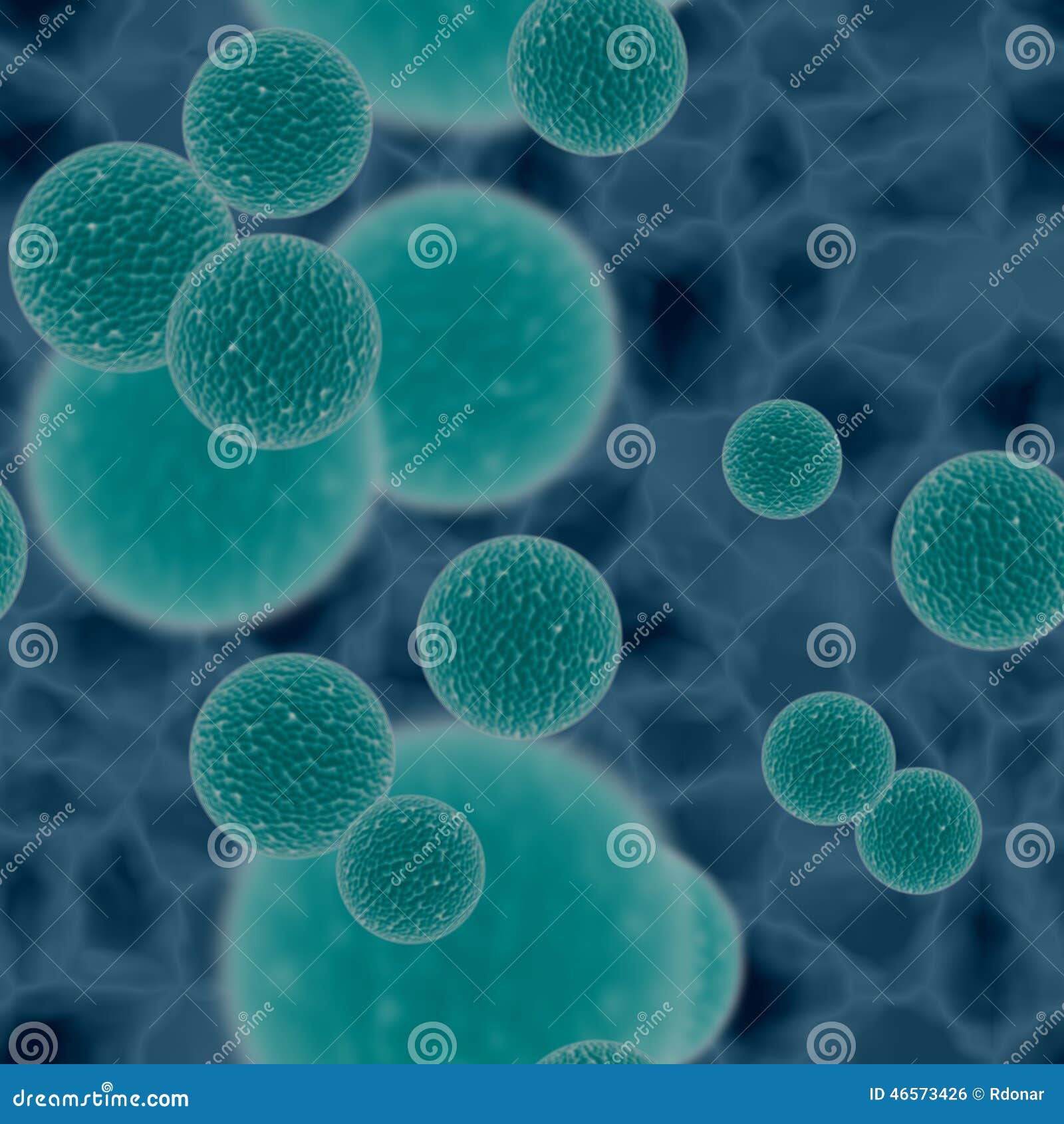 Bacteria or Virus Spheres with Blue Background Stock Illustration ...