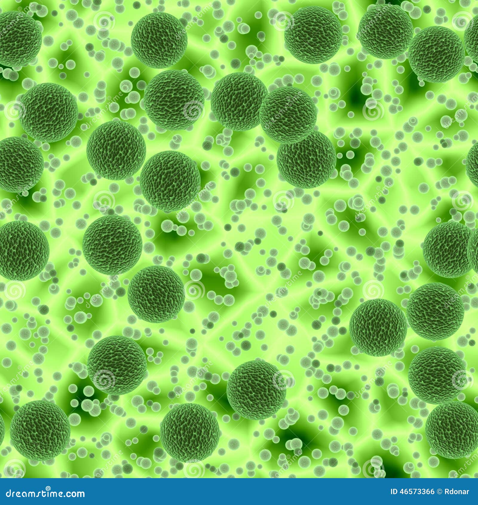 Bacteria or Virus Spheres with Green Background Stock Illustration ...