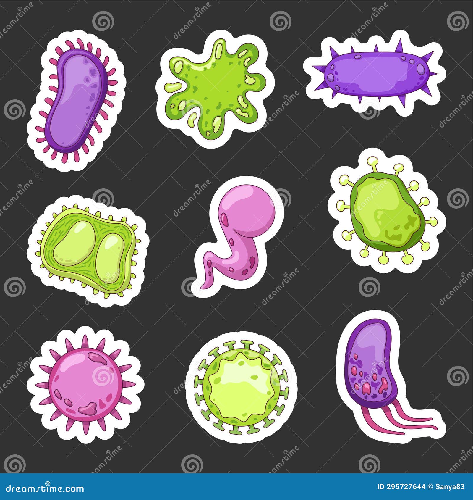 Microorganisms Or Germs That Cause Disease. Colorful Virus Or Bacteria ...