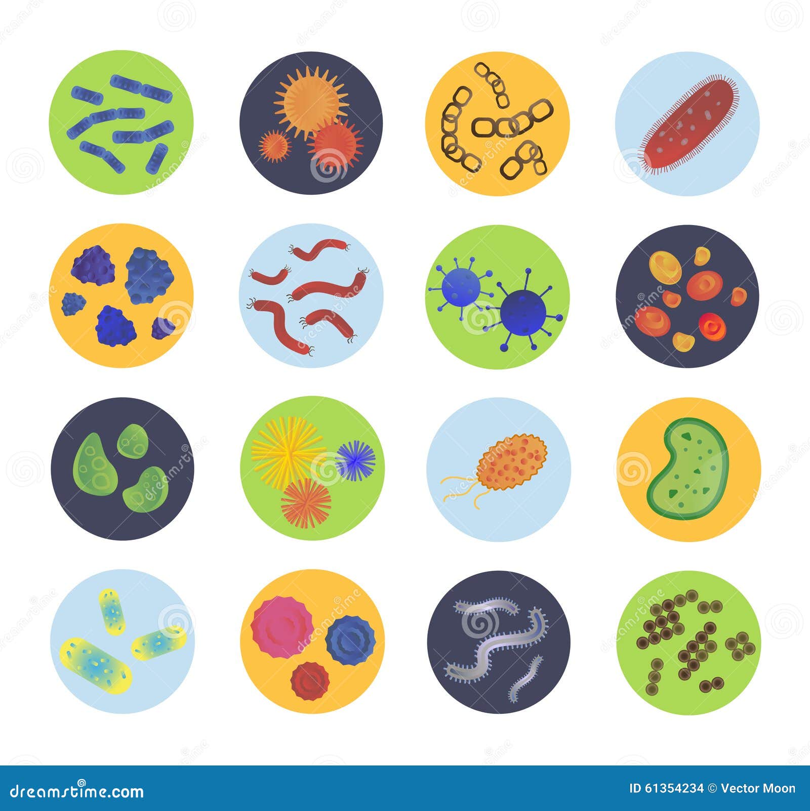 Bacteria Virus Vector Icons Set Stock Vector - Illustration of bacillus ...