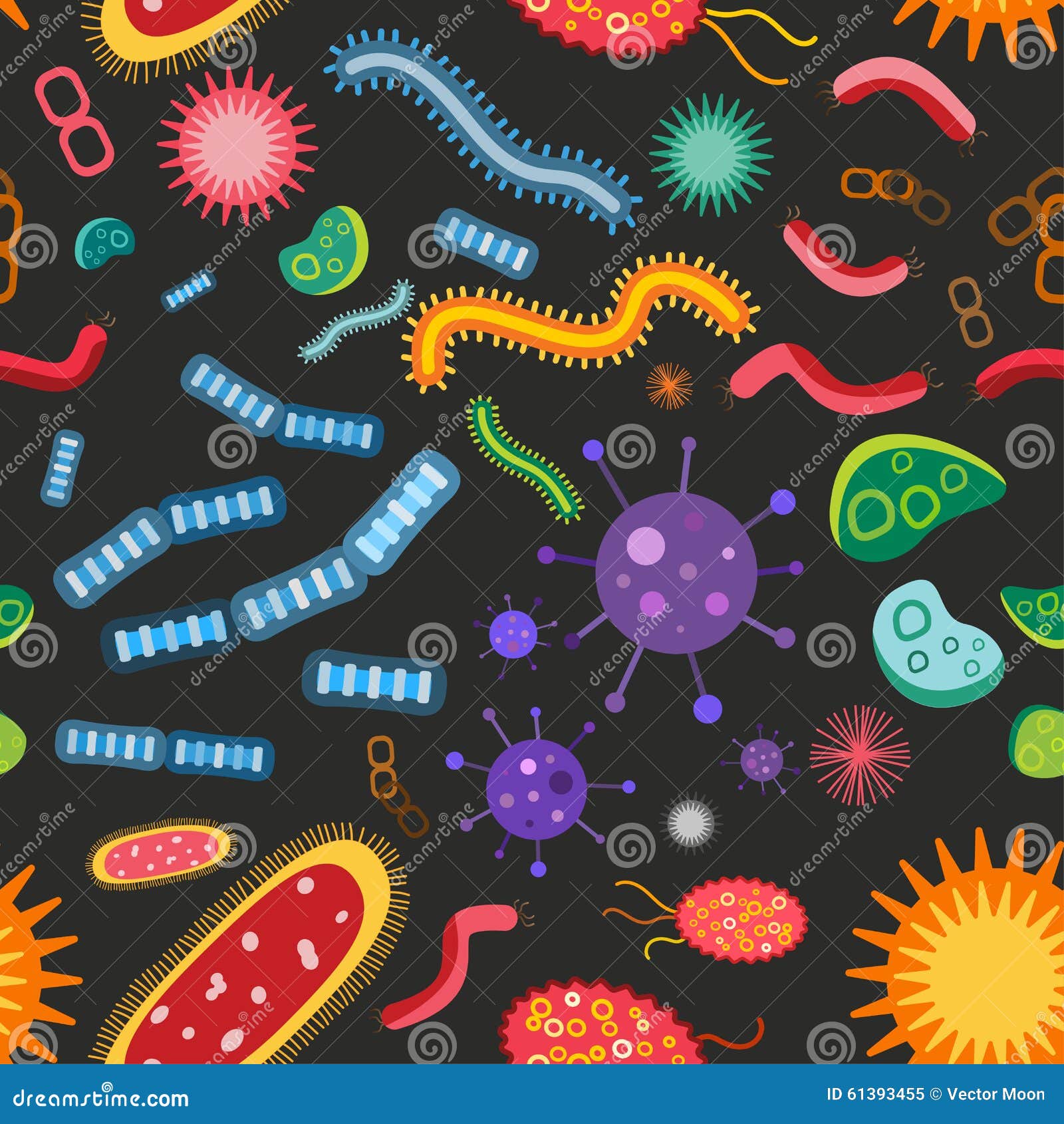 Bacteria Virus Vector Seamless Pattern Stock Vector - Illustration of ...